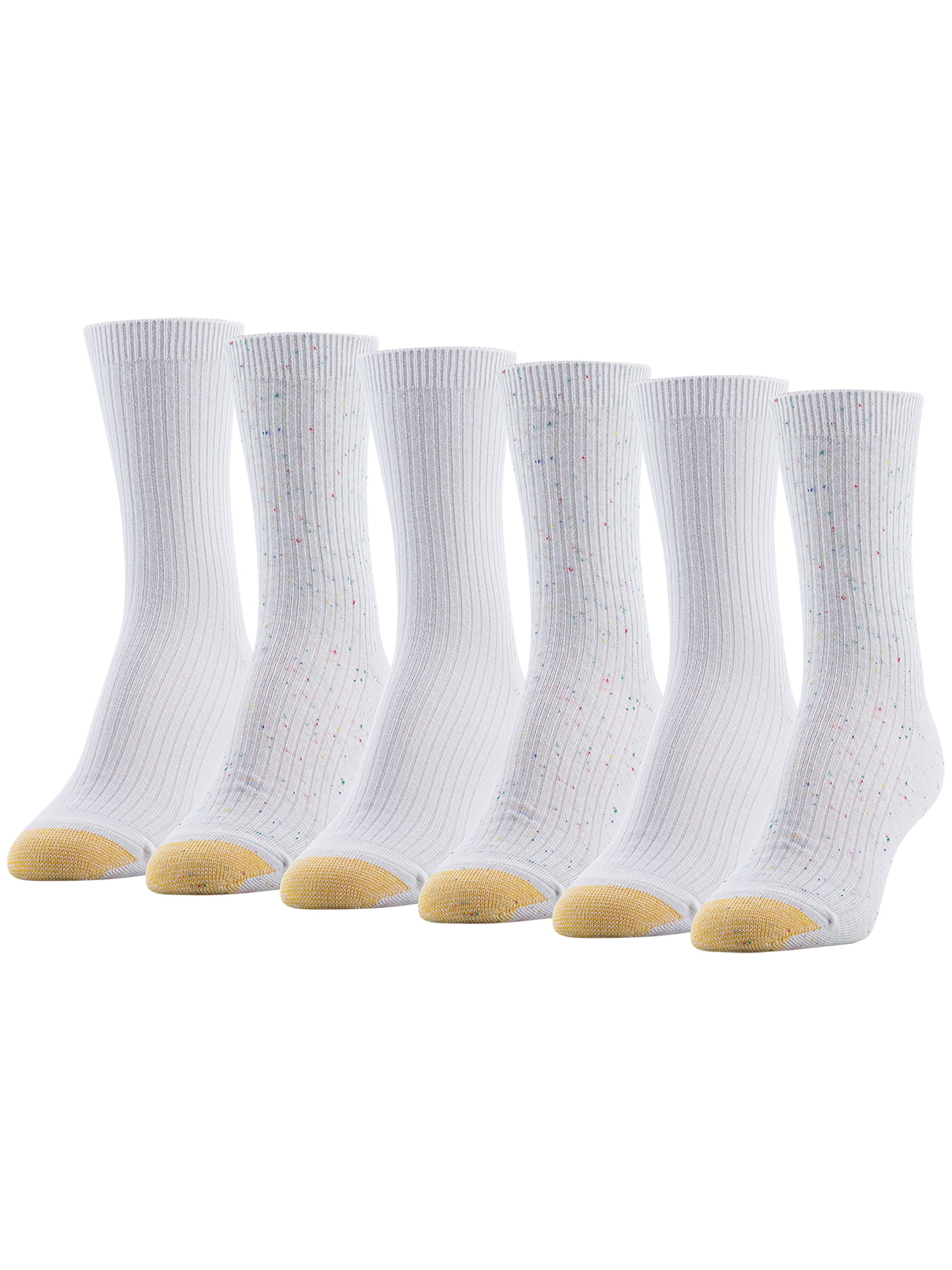 GOLDTOE Women's Mid-Crew Socks 6-Pack, Shoe Sizes 6-9, Cushion Stretch ...