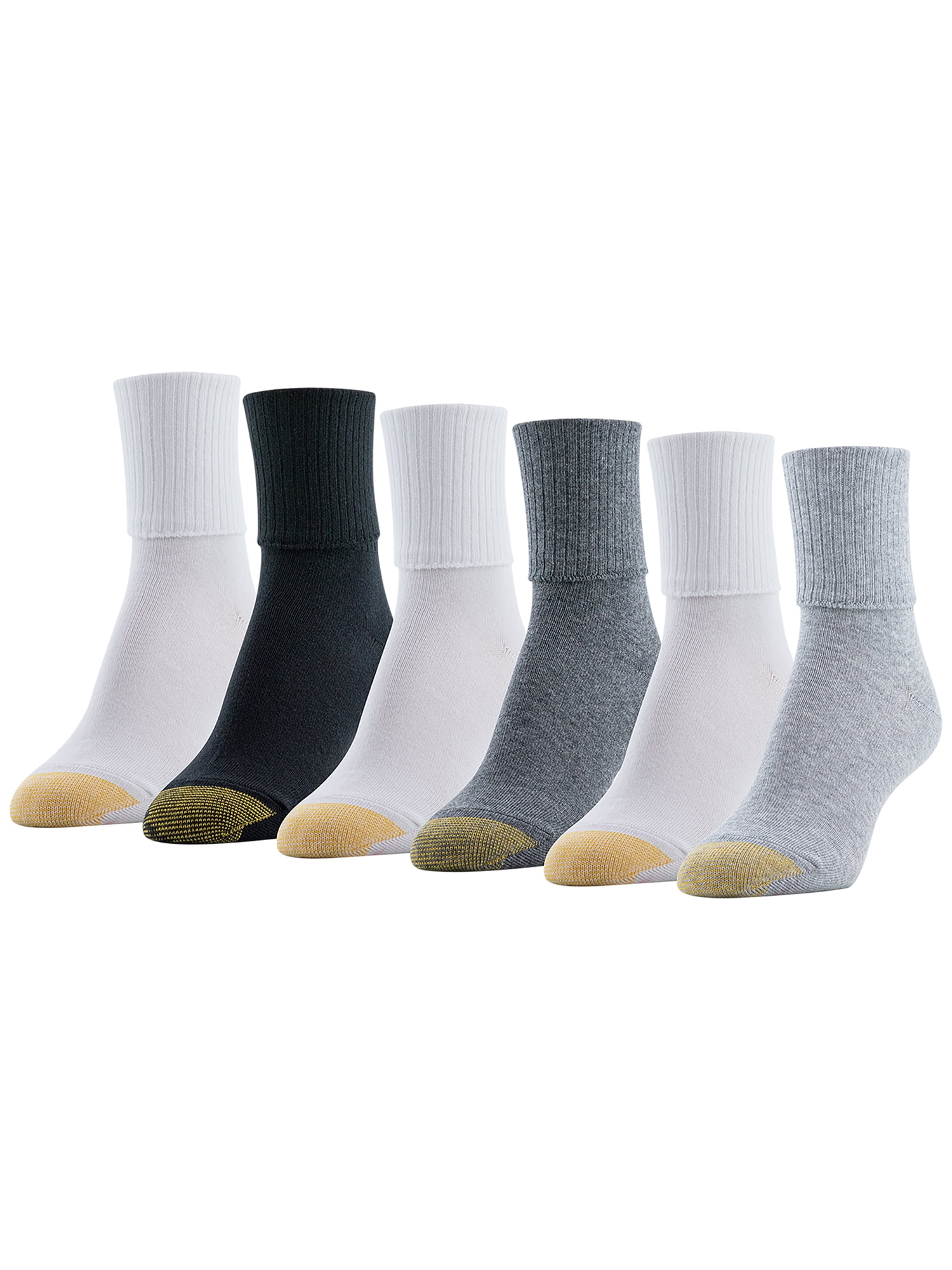 GOLDTOE Women's Classic Turn Cuff Socks, 6 Pairs - Comfort, Durability ...