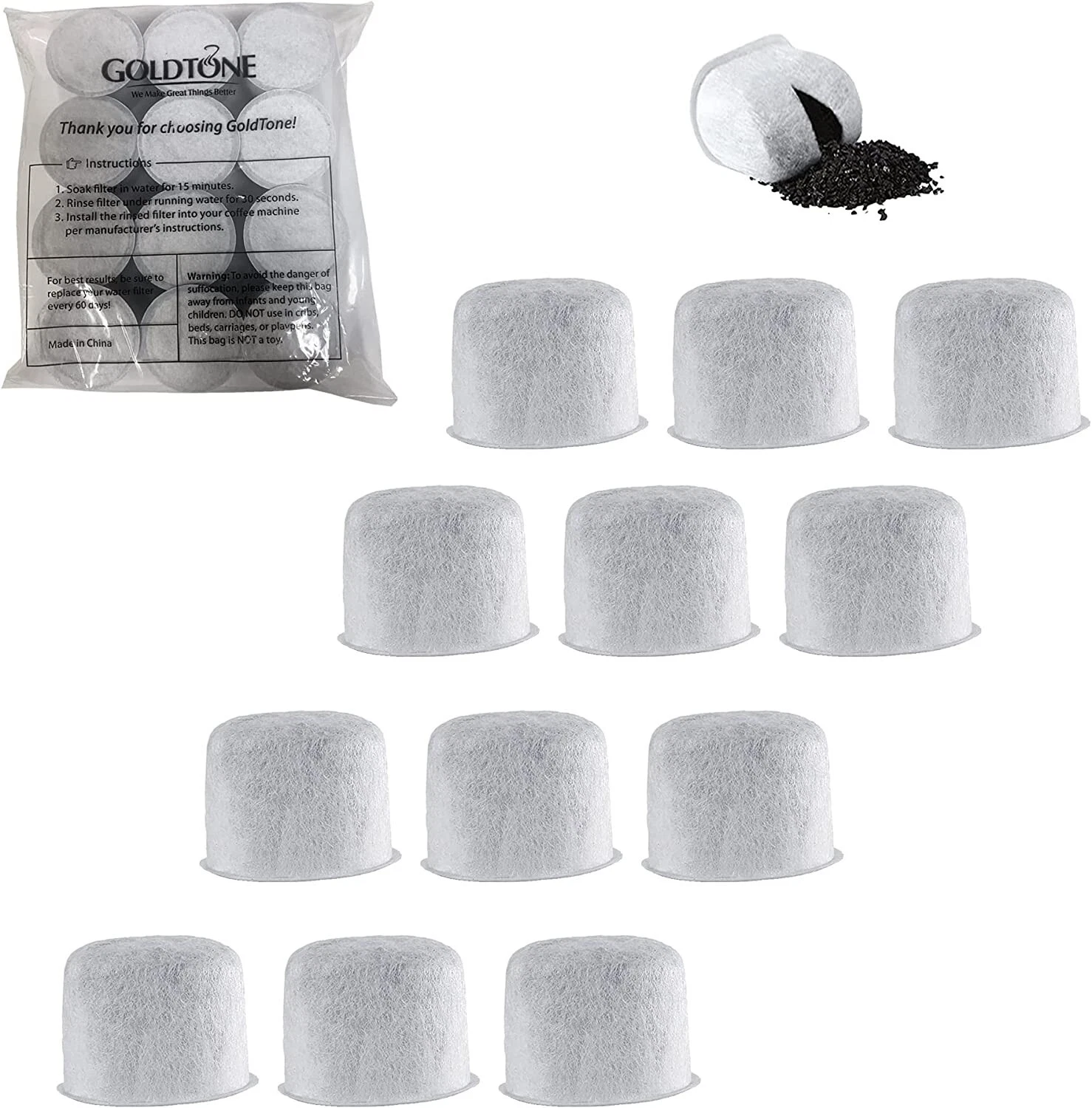 Goldtone 12 Pack Water Filters For Capresso Coffee Maker Replaces 4440. ...