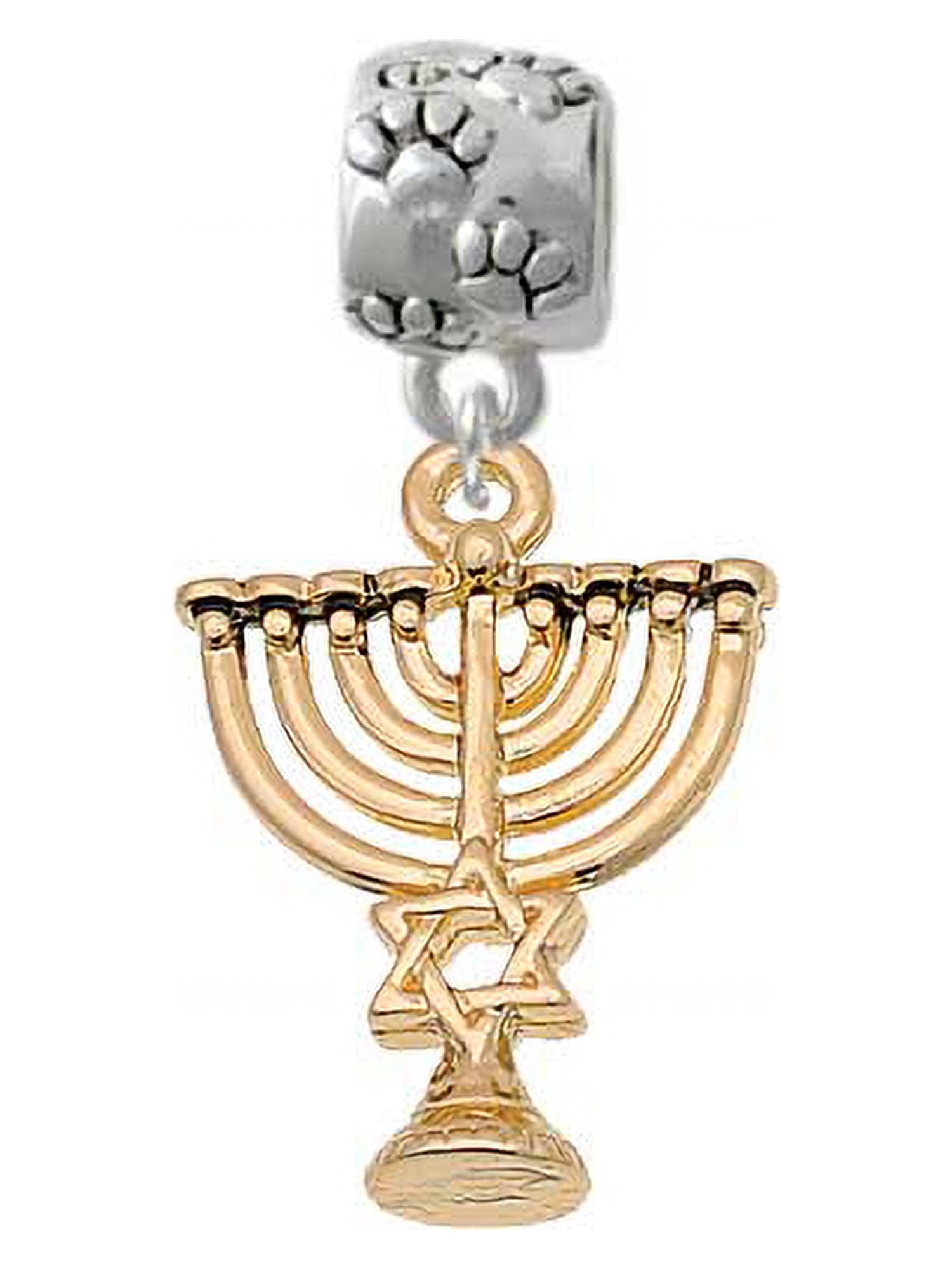 Goldtone 3-D Menorah - Paw Print Charm Bead - Walmart.com