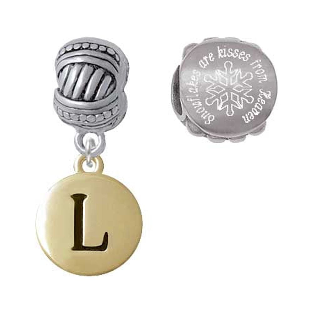 Goldtone Capital Letter - L - Pebble Disc - Snowflakes are Kisses from ...