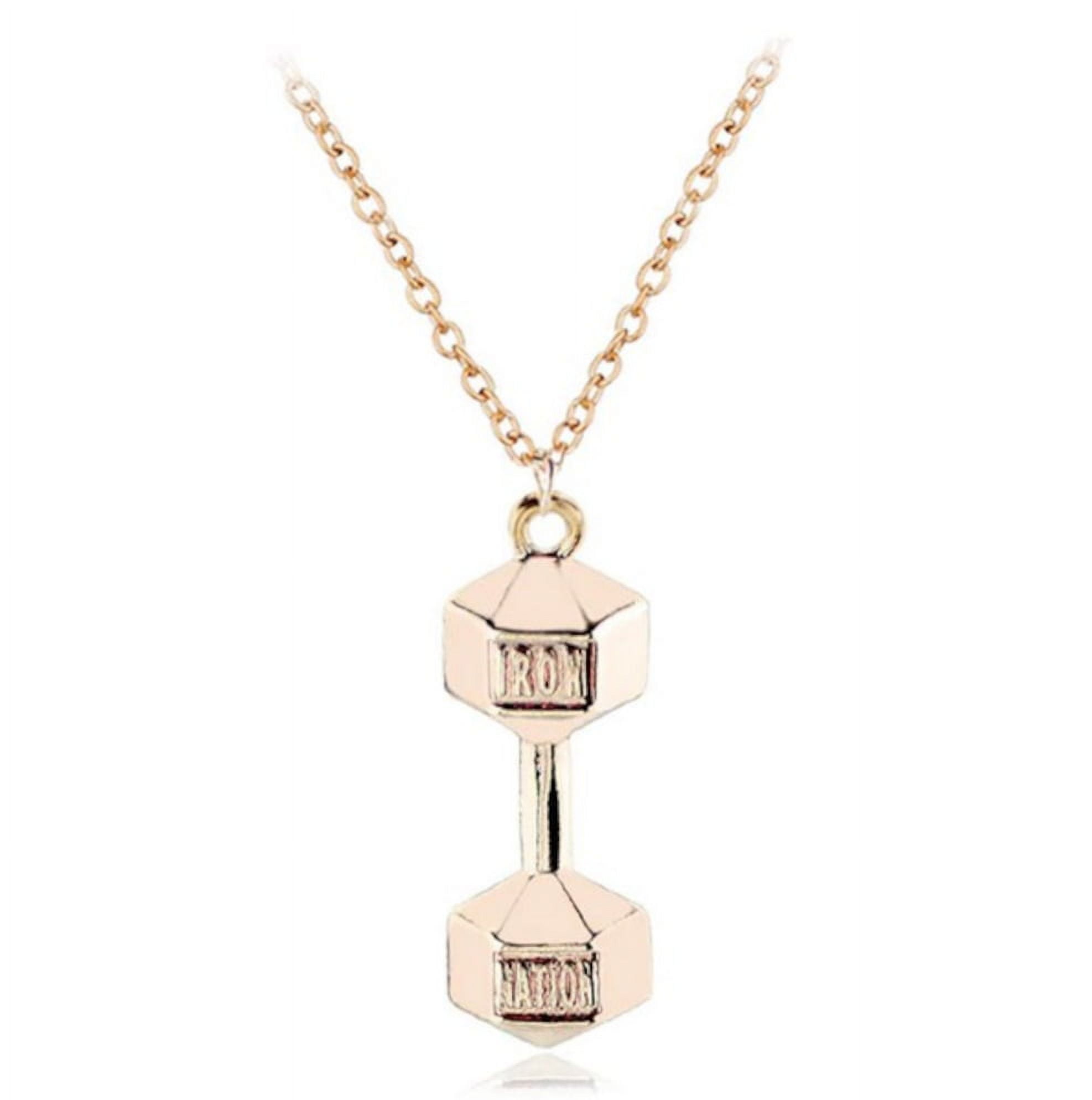 Goldtone Dumbbell Necklace Workout Equipment Pendant Jewelry J-12-RG ...