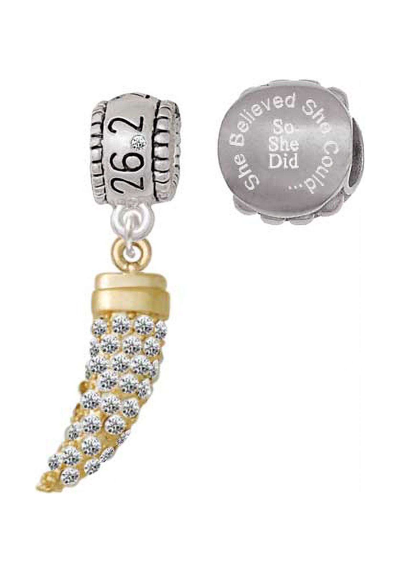 Goldtone Large Crystal Sabre Tooth 26.2 Marathon Run She Believed She ...