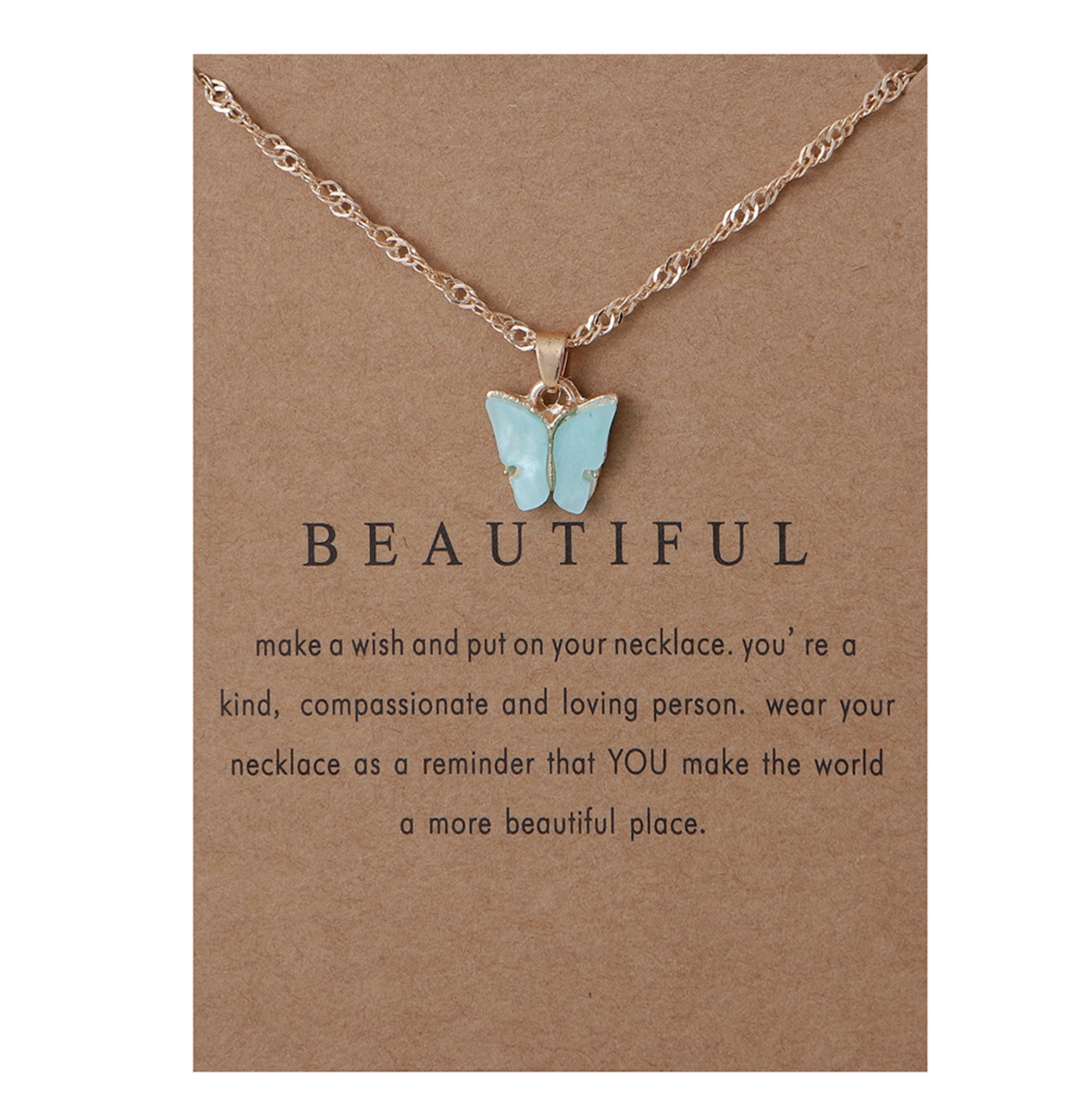 Goldtone & Light Blue Butterfly Pendant Necklace - Walmart.com
