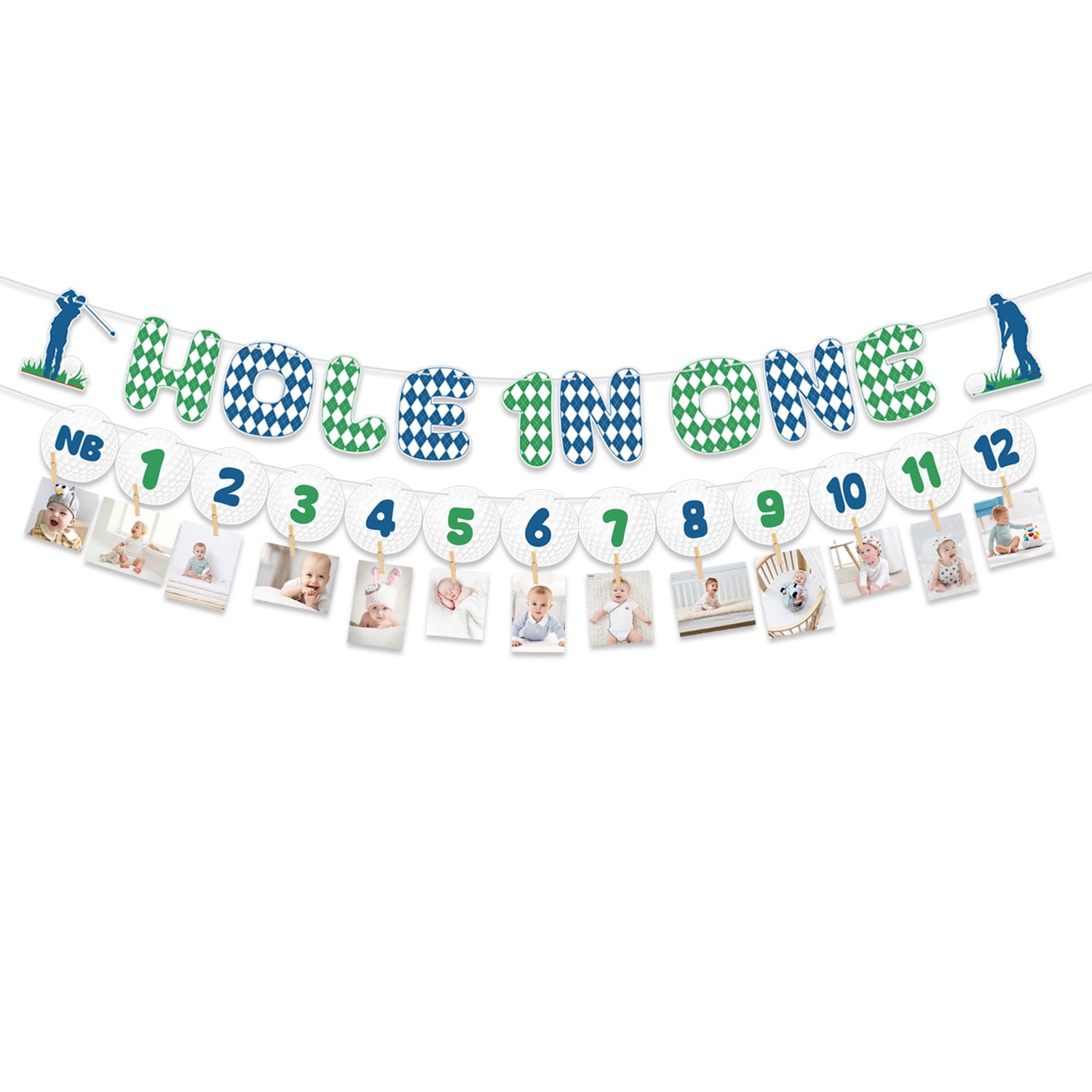 Golf 1st Birthday Decorations, Hole In One Banner, Golf Monthly Photo ...