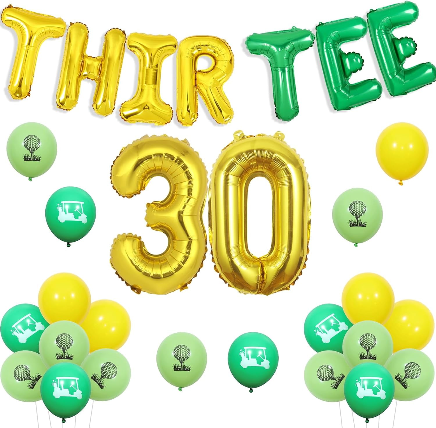 Golf 30th Birthday Decorations, Thirtee Birthday Balloon Banner Green ...