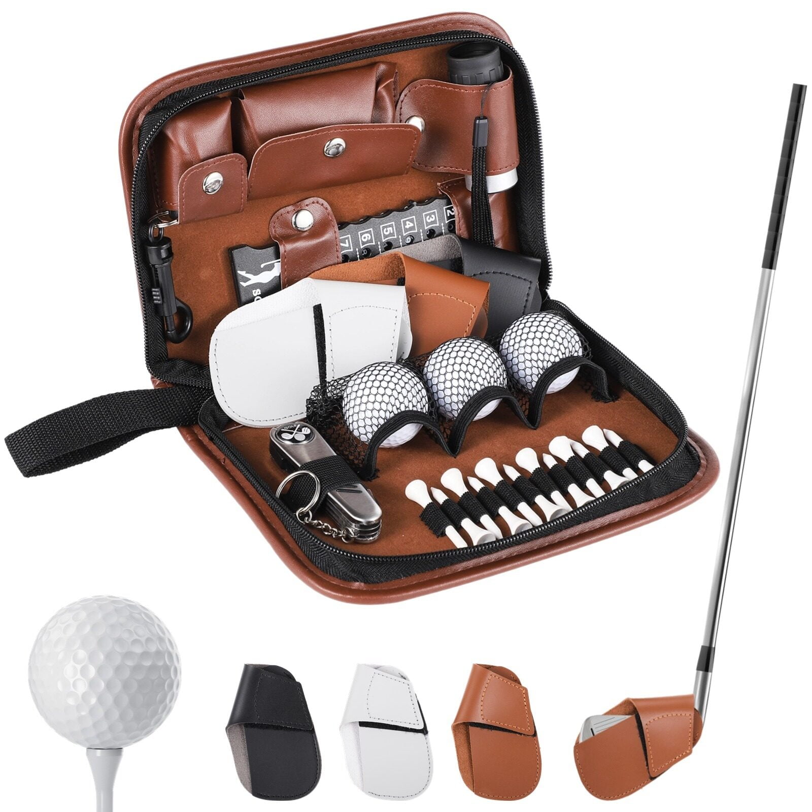 Golf Accessories Kit with Portable PU Pouch, Golf Balls, Golf Club ...