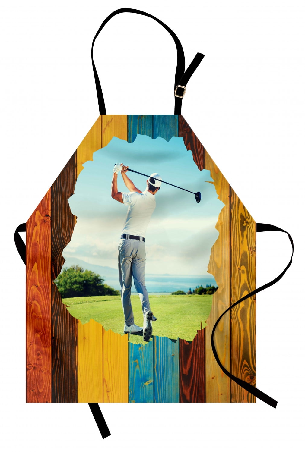 Golf Apron, Back View of a Golfer Man Shooting the Ball Photo on ...
