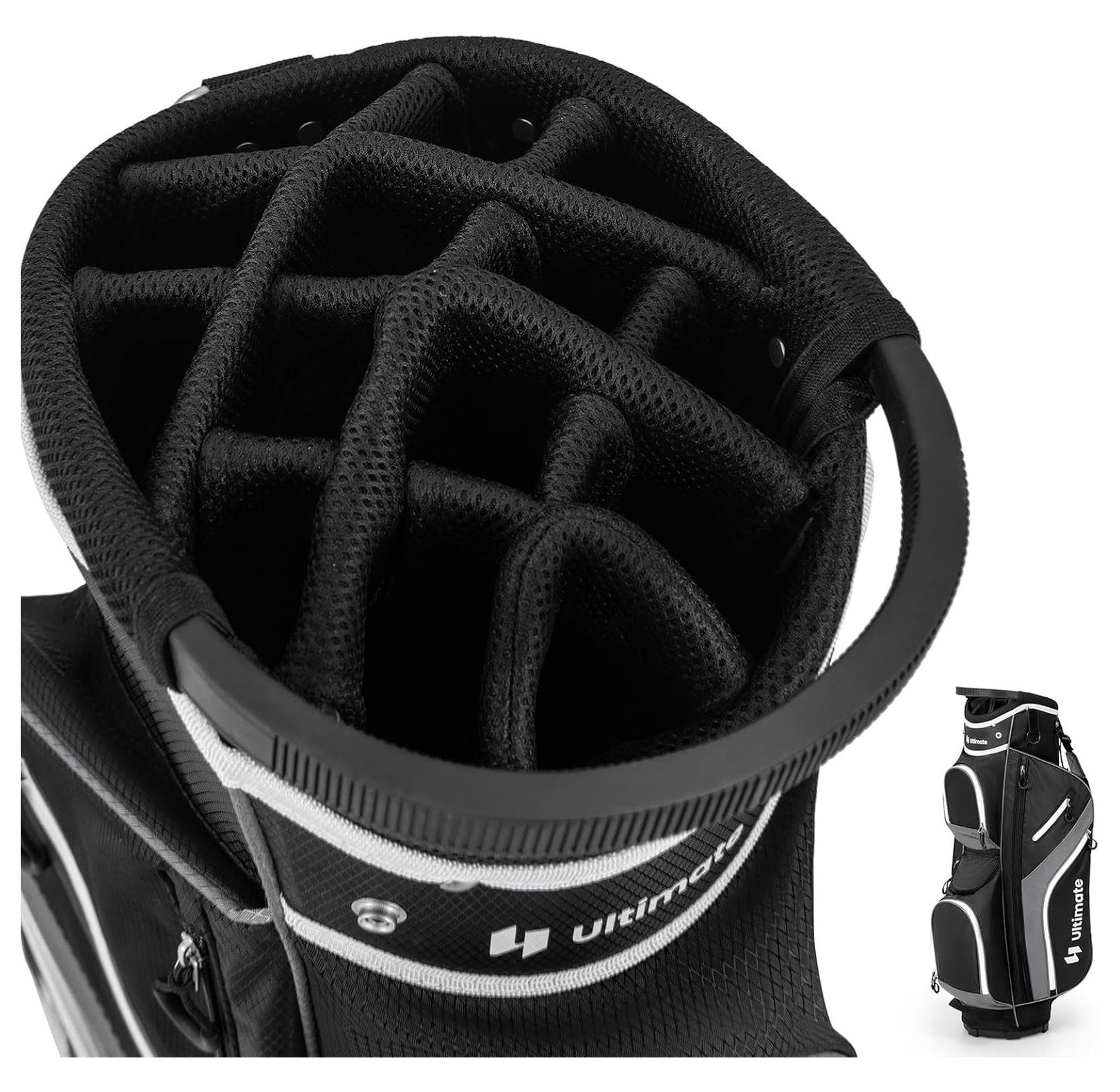 Golf Bag, 14-Way Divider Golf Cart Bag with 9 Zipper Pockets, Rain Hood ...
