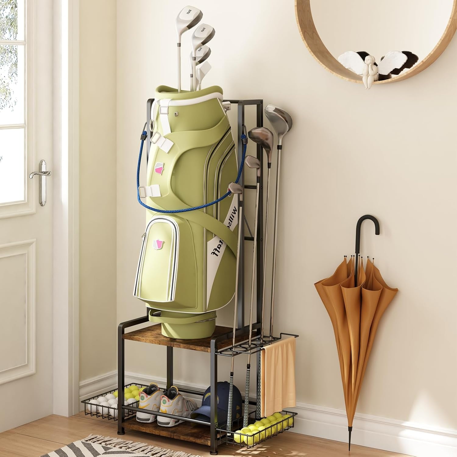 Golf Bag Garage Storage Rack, Organizer for Single Golf Bag and ...