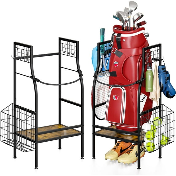 Golf Bag Organizer for Golf Storage, Freestanding Single Golf Bag Stand ...