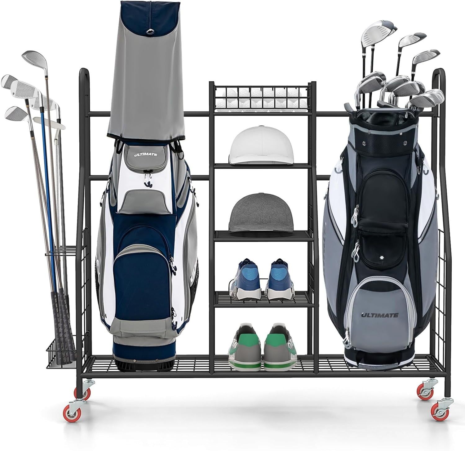 Golf Bag Organizer, Golf Storage Garage Organizer with Lockable Wheels ...