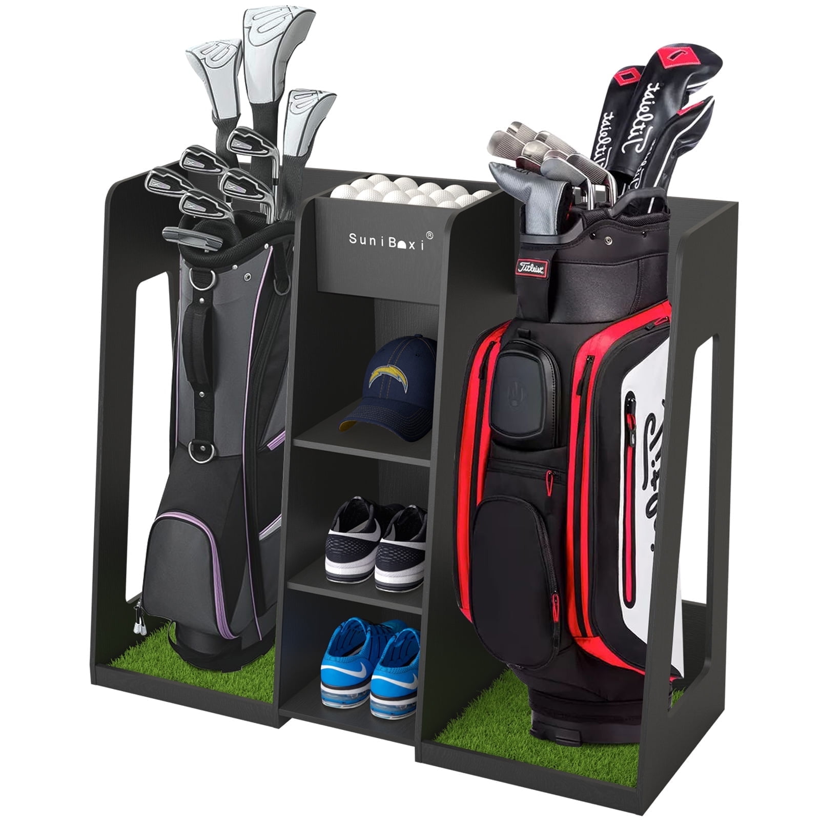 Golf Bag Organizer Storage Rack Stand Holder Fits 2 Extra Large Golf ...