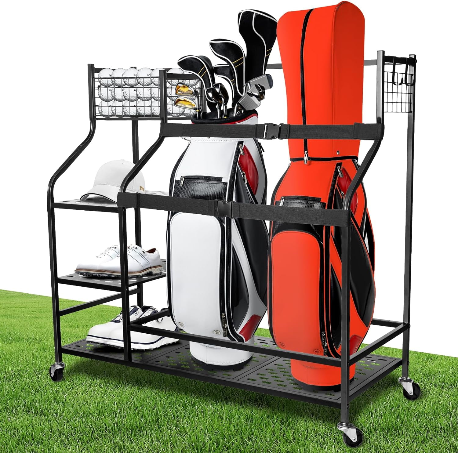 Golf Bag Storage Garage Organizer, Golf Bag Organizer Stand and Golf ...