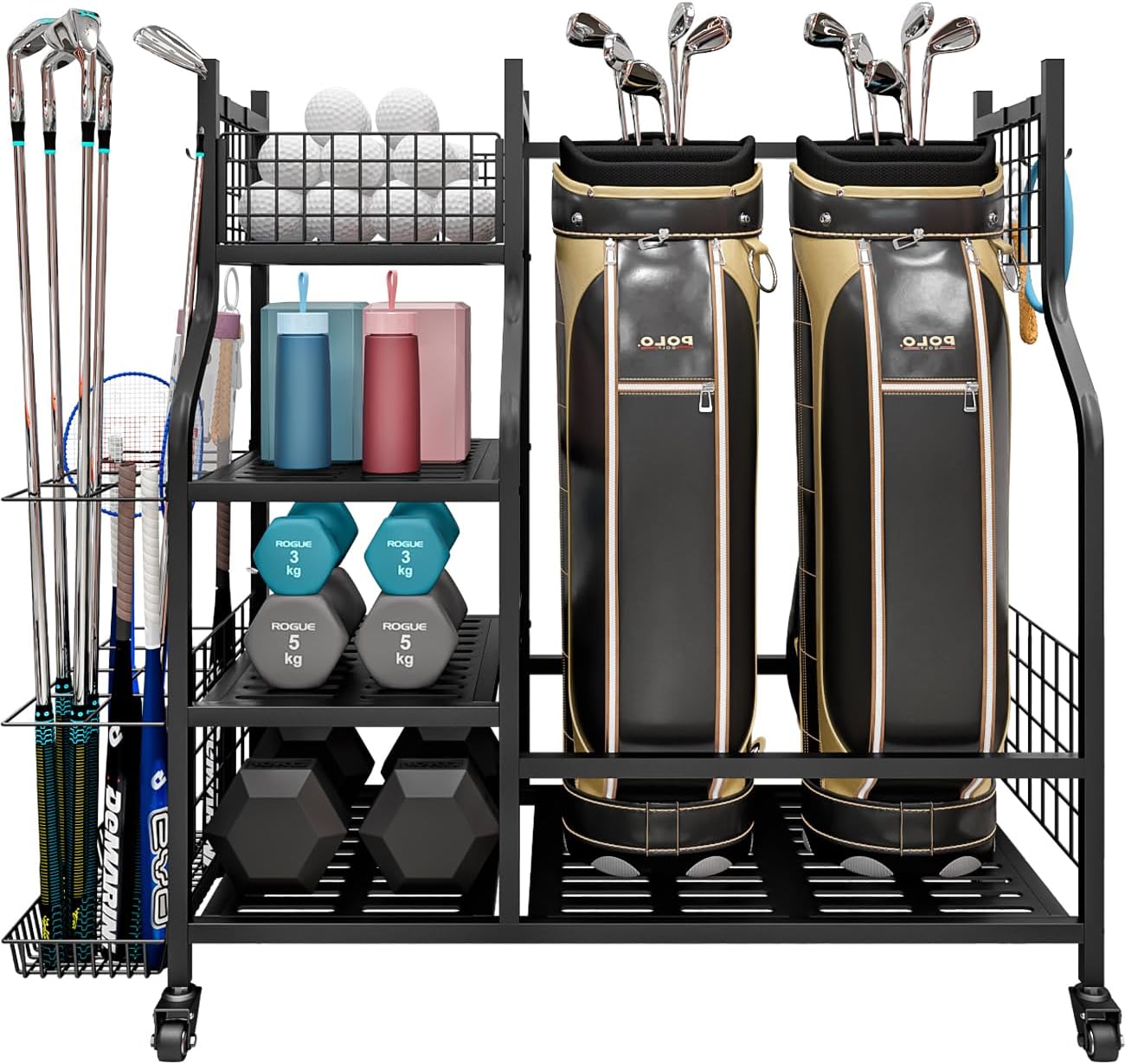 Golf Bag Storage Organizer Stand and Other Golfing Equipment ...