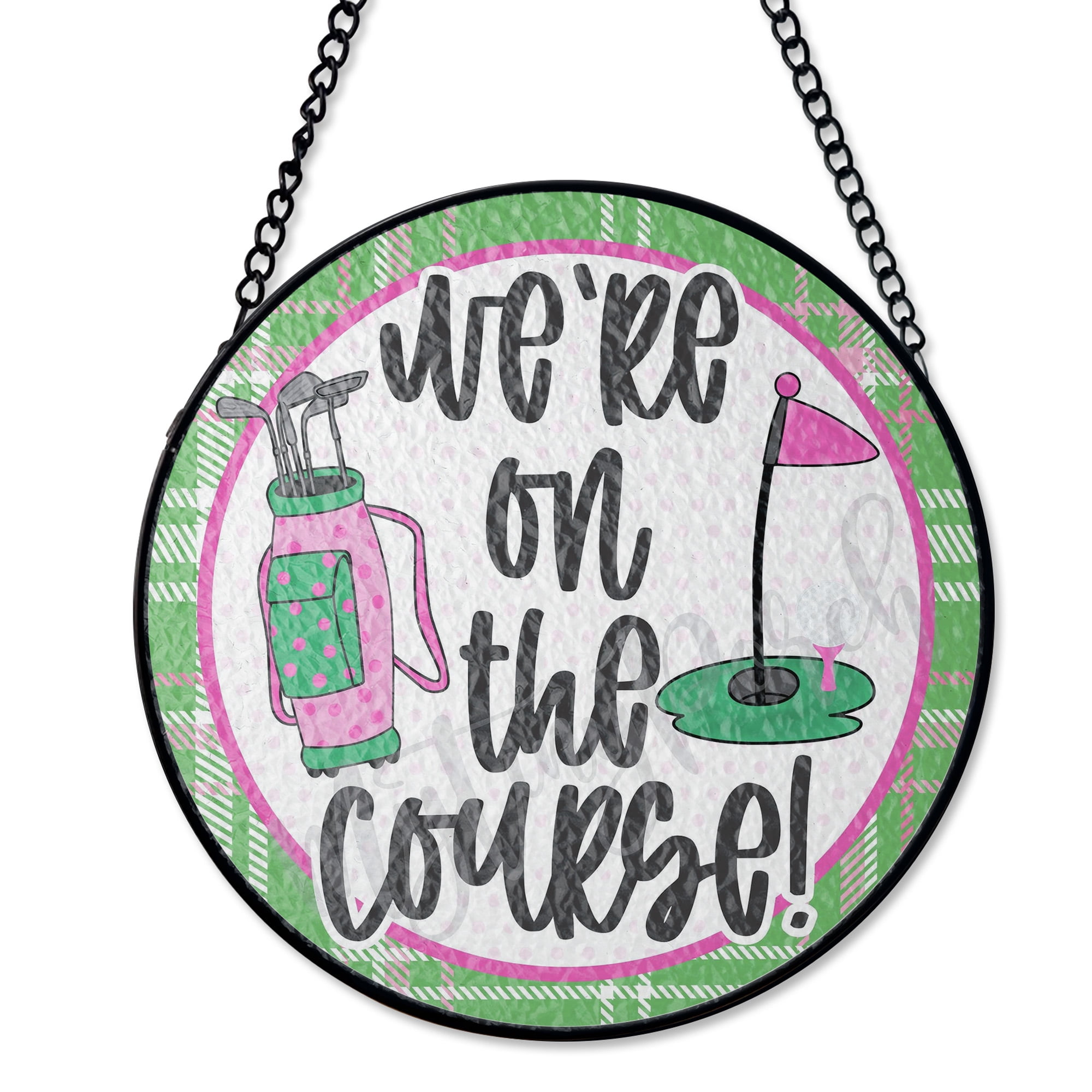 Golf Bag Welcome Sport Suncatcher Stained Glass Style, UV Printed Glass ...