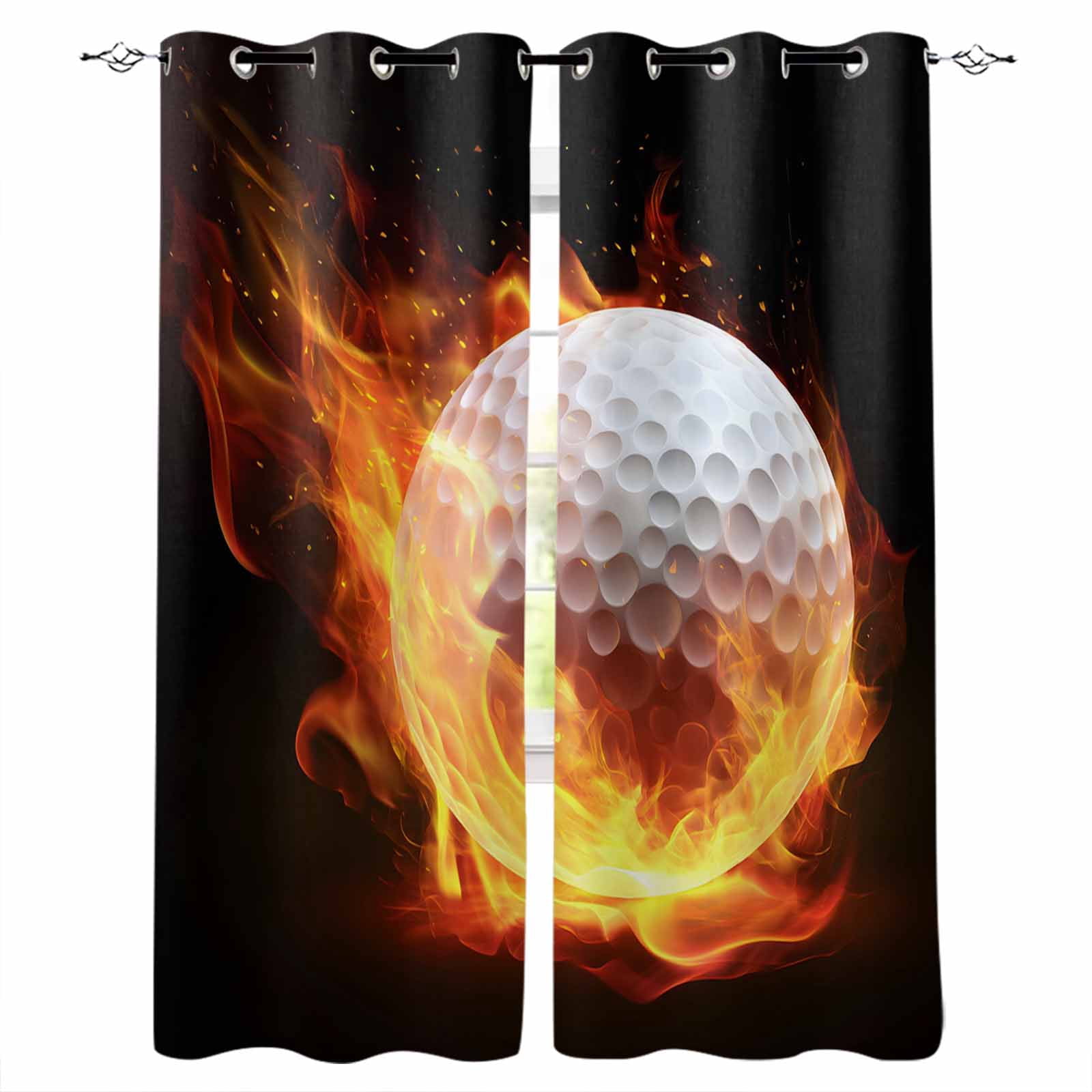 Golf Ball Blackout Curtains 45 Inches Long for Bedroom, Sport Modern ...