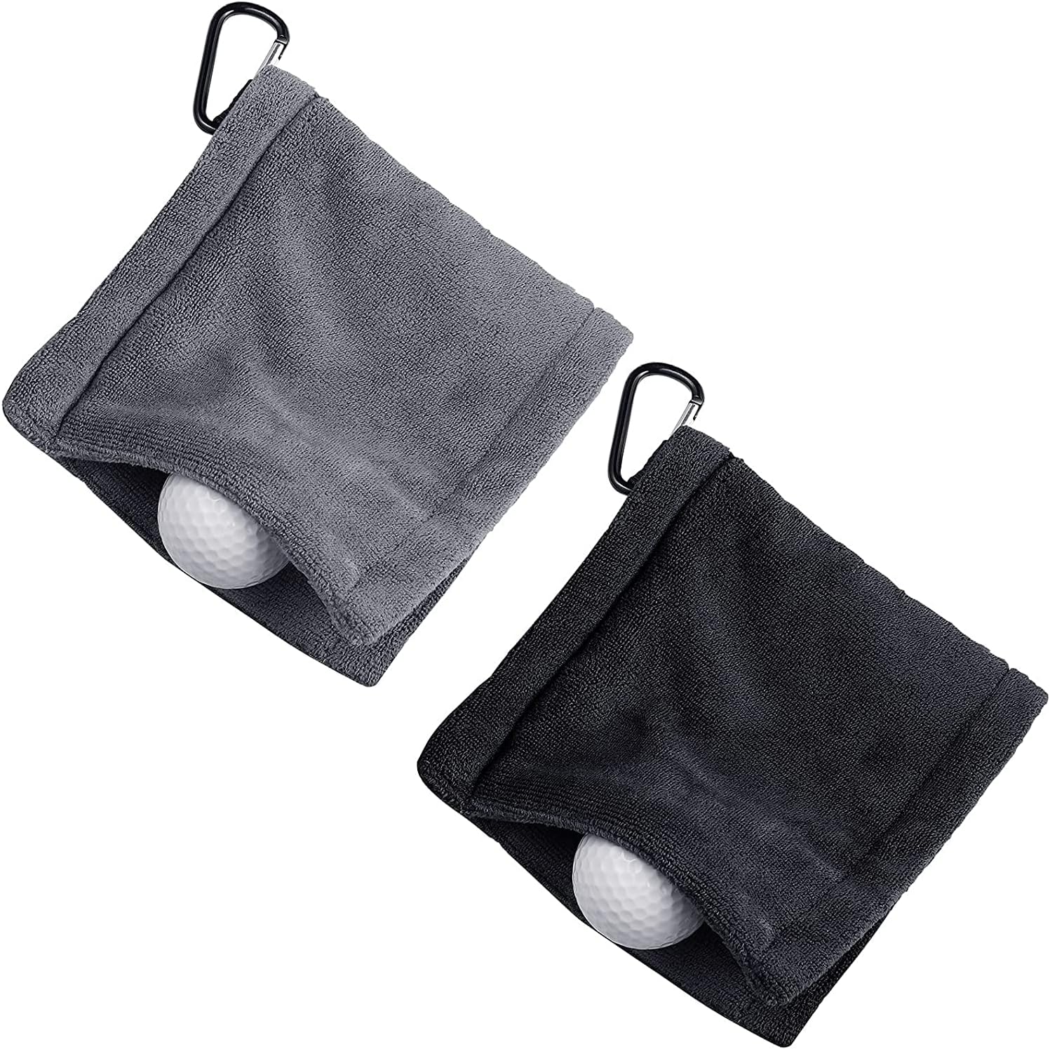 Golf Ball Cleaning Towel, 2 pcs Golf Ball Towel with Snap Hook, Golf ...