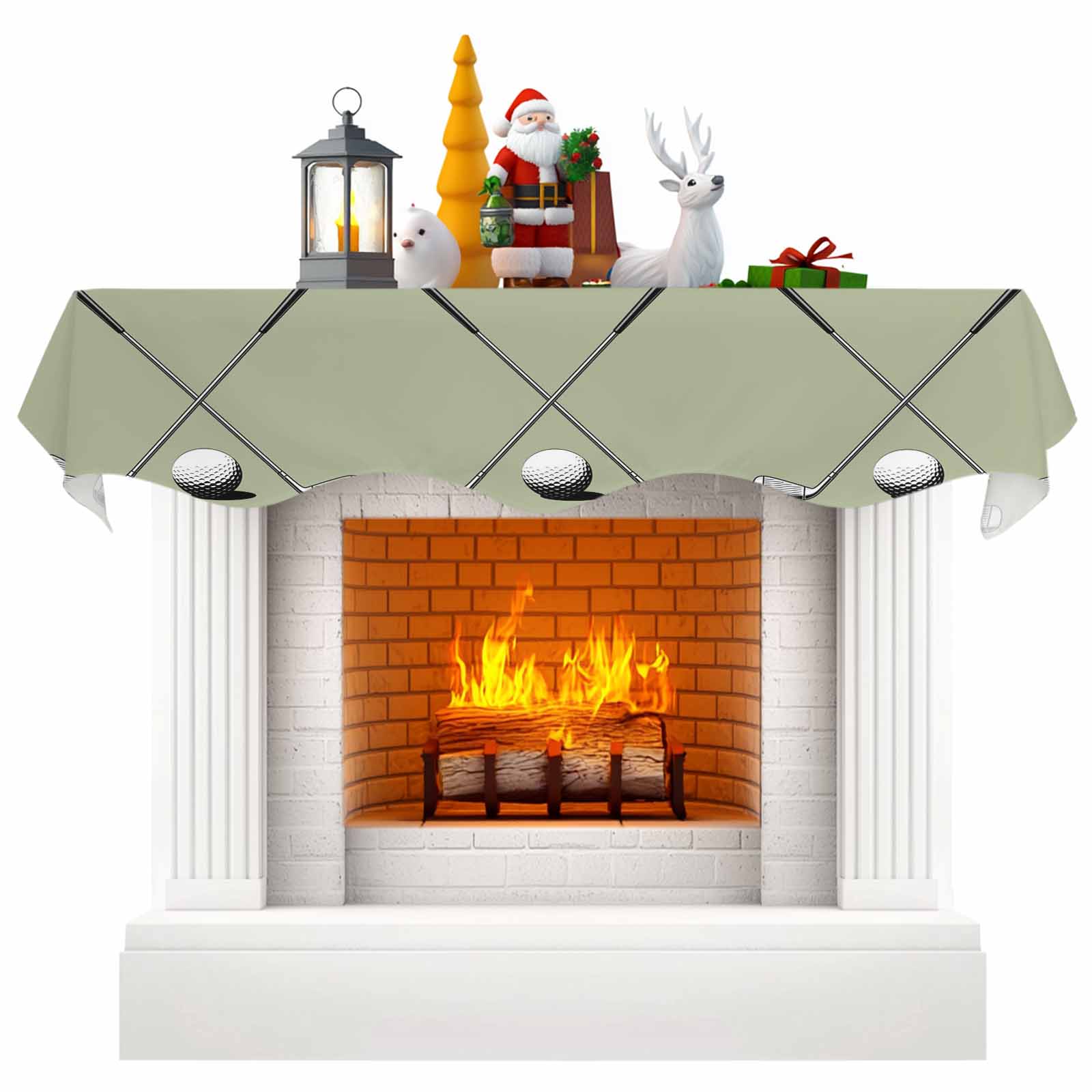 Golf Ball Club Fireplace Mantel Scarf Table Runner, Sports Abstract ...