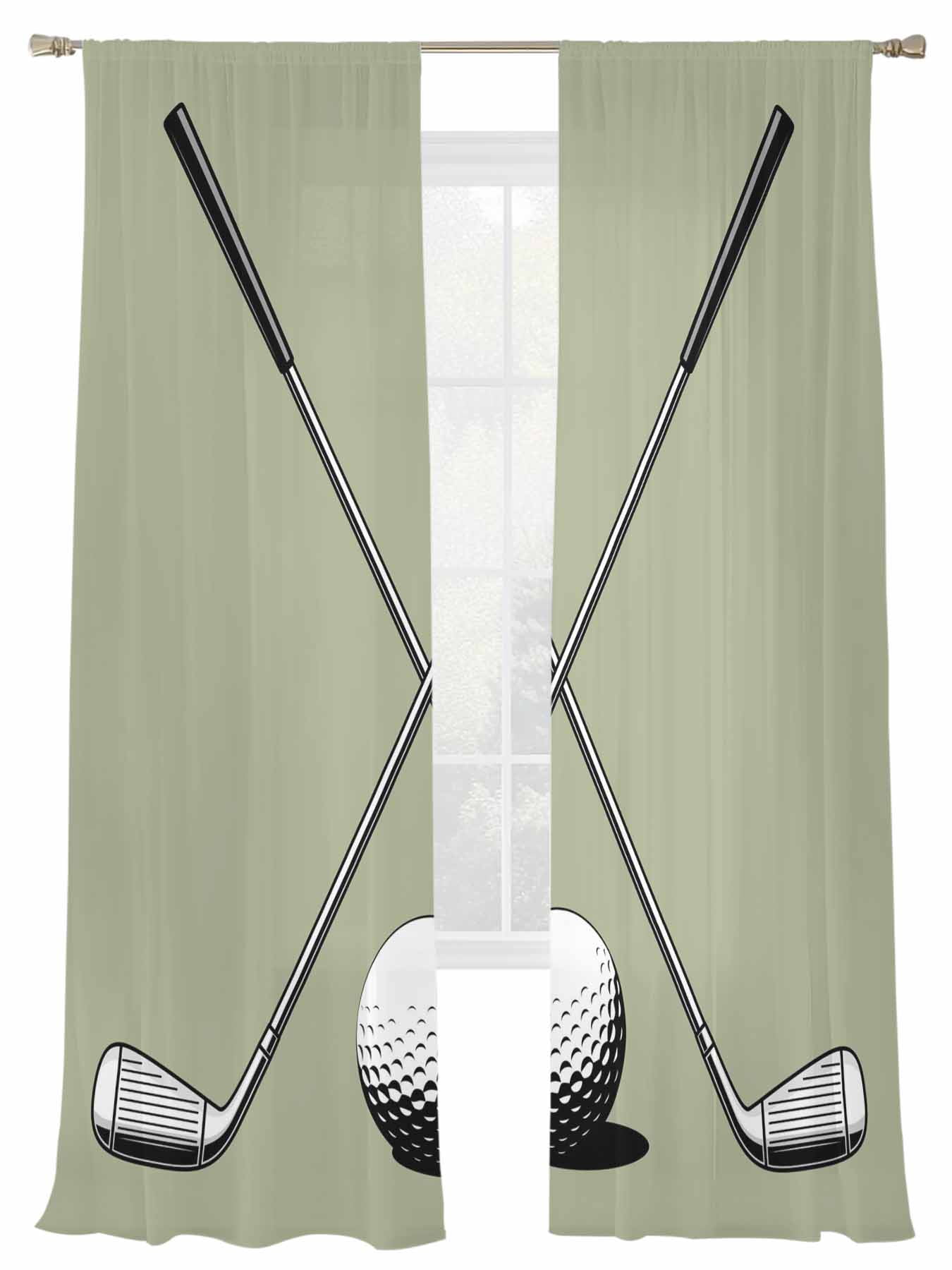 Golf Ball Club Sheer Curtains for Living Room Bedroom, Light-filtering ...