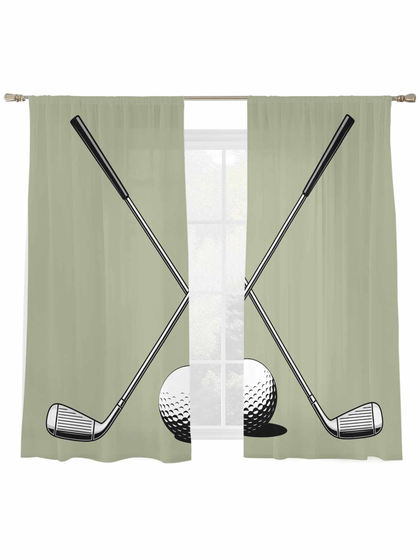 Golf Ball Club Sheer Curtains for Living Room Bedroom, Light-filtering ...