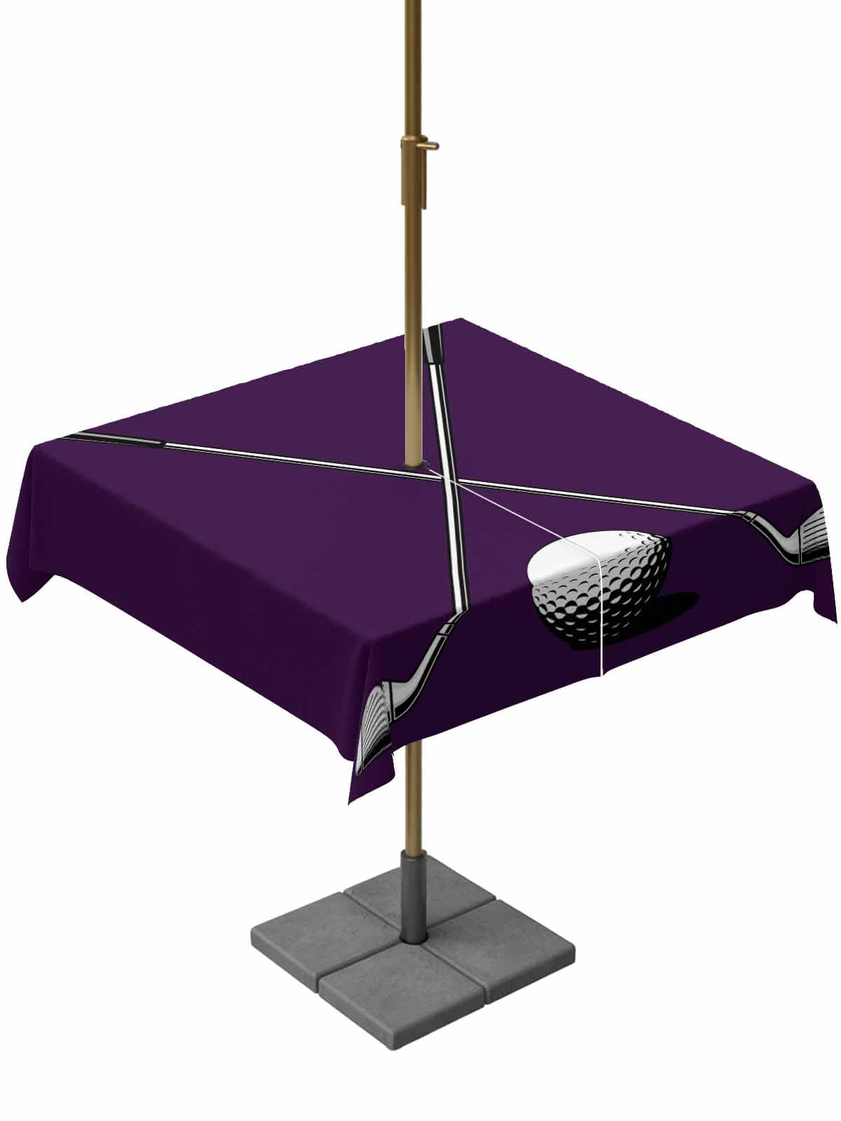 Golf Ball Club Square Outdoor Tablecloth with Umbrella Hole Game Sports ...
