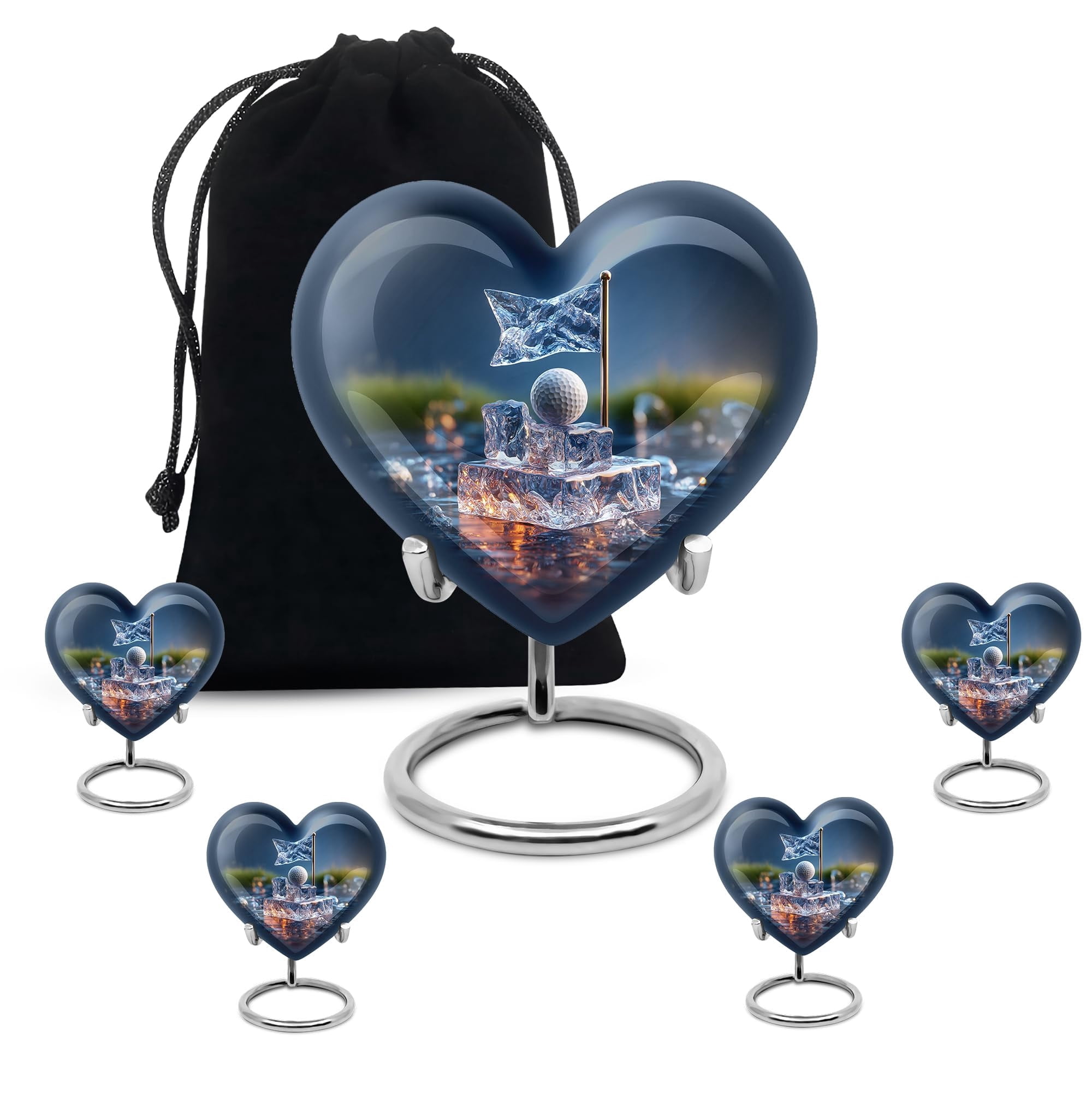 Golf Ball Cremation Urn For Ashes, Heart Urns For Grandparents ...