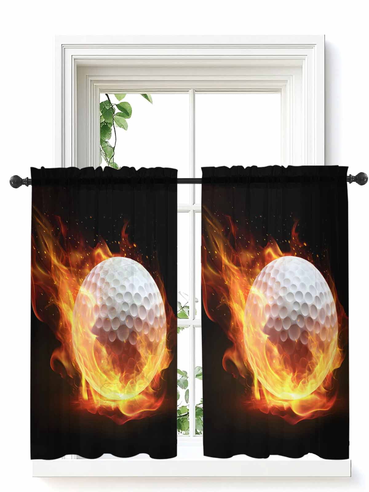 Golf Ball Curtains 45 Inch Length, Sheer Curtains for Bedroom Living ...