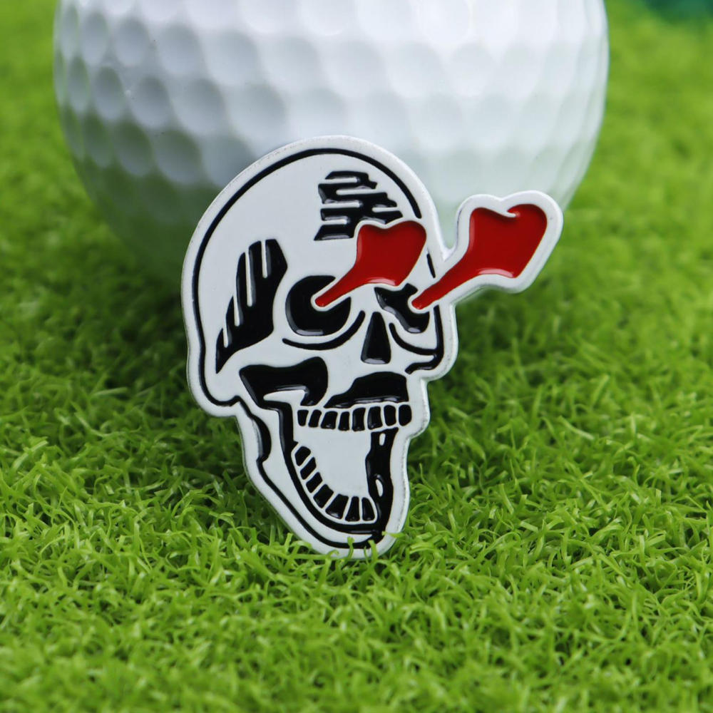 Golf Ball Marker Funny Skull Golf Ball Marker Hat Clip Metal Small Hat ...