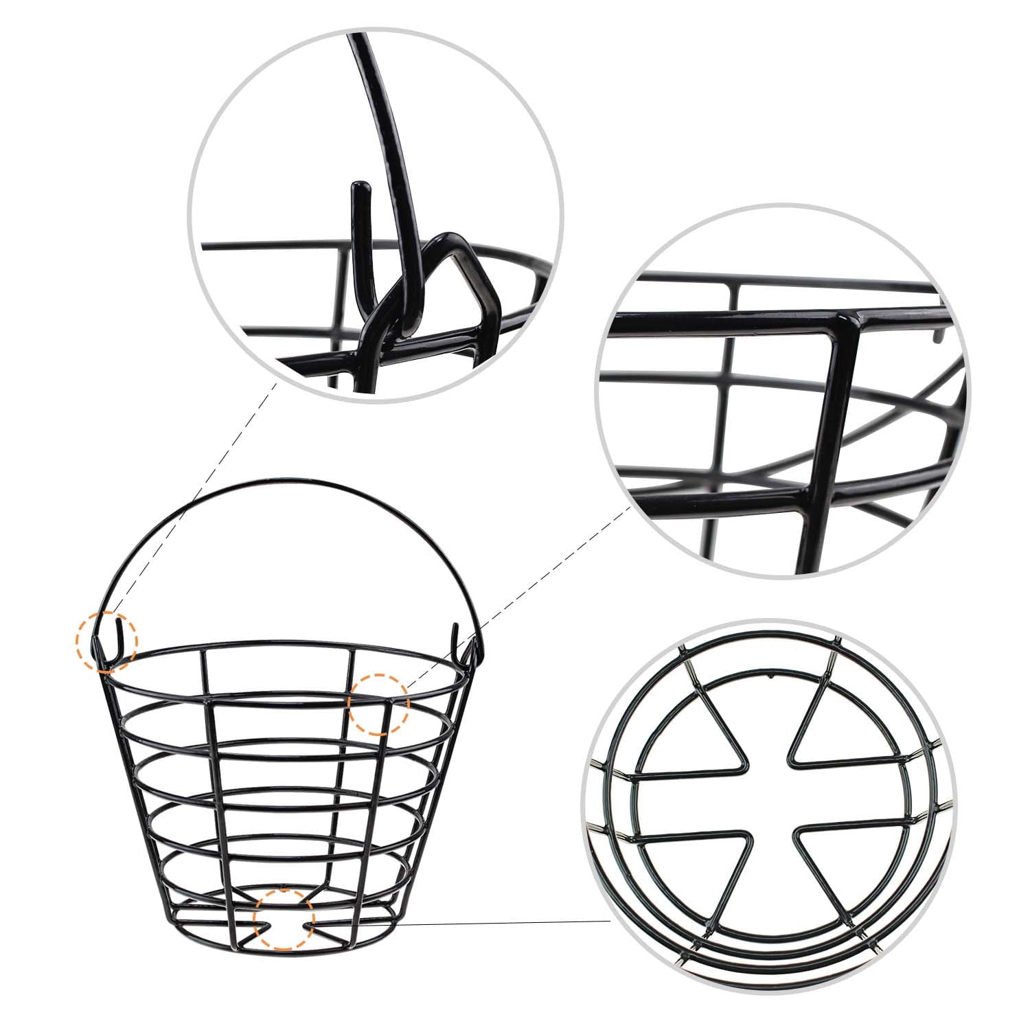 Golf Ball Metal Range Basket Golf ball Container with Handle - Holds ...