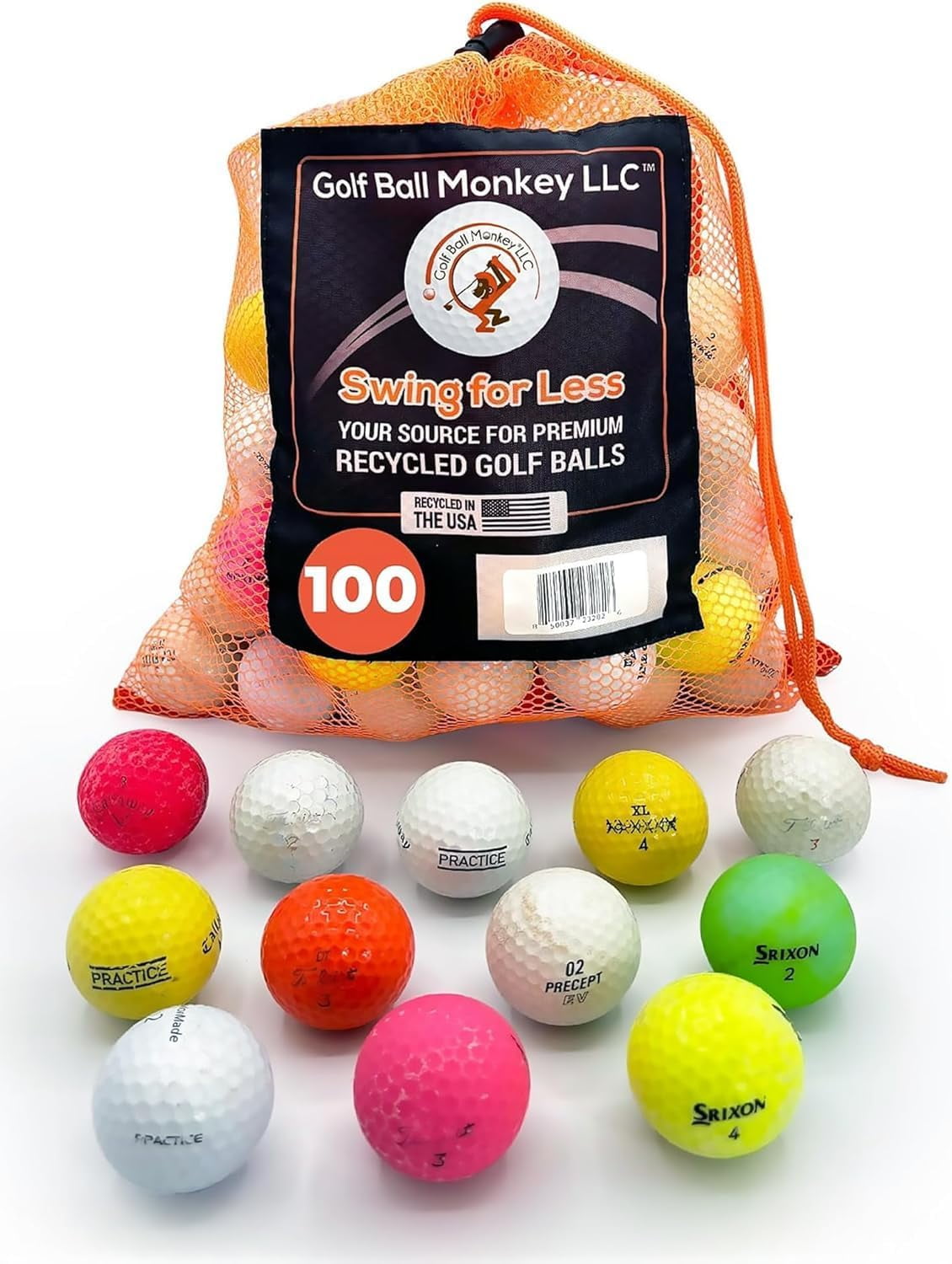 Golf Ball Monkey Hit Away Golf Balls Bulk 100 Pack with Mesh Bag ...