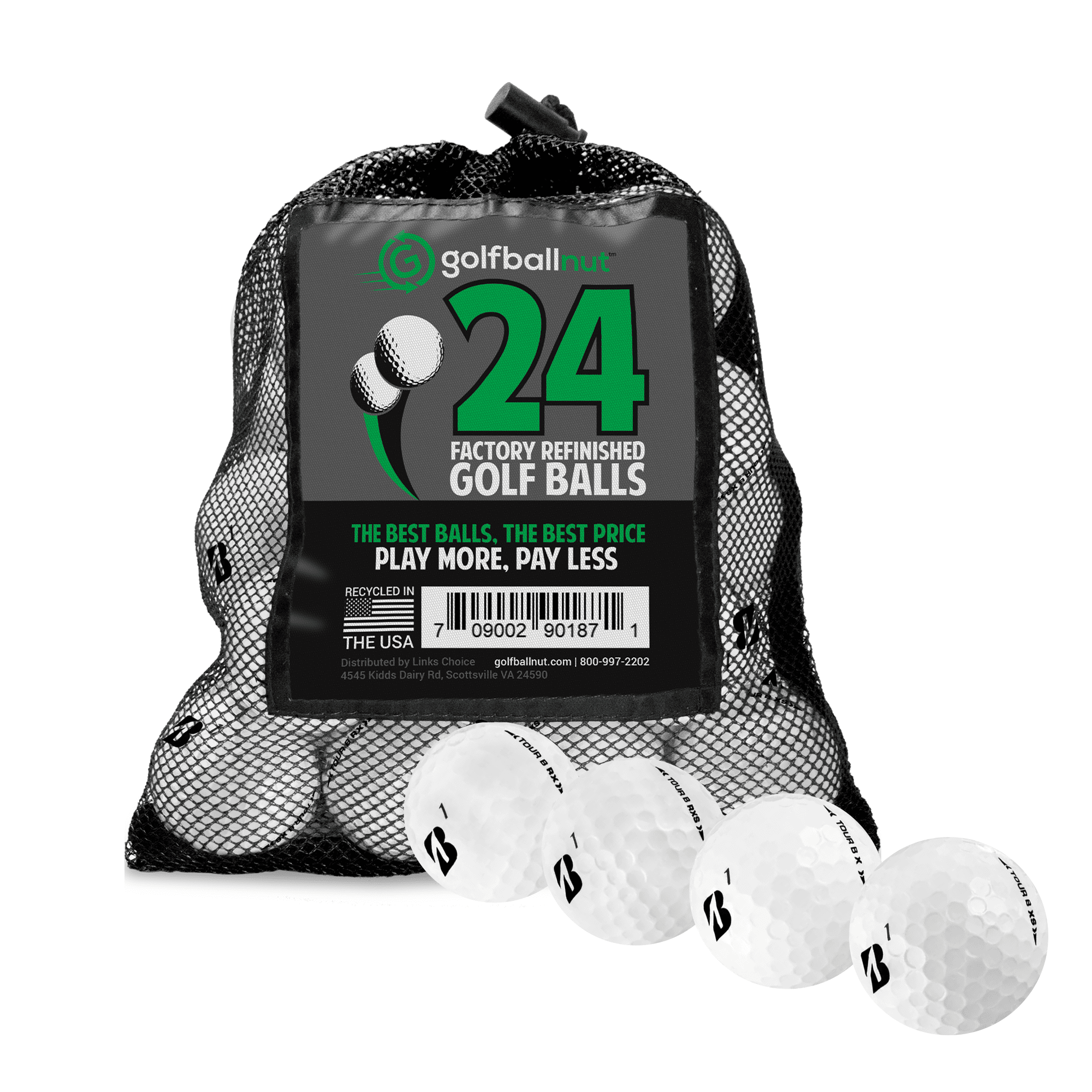 Golf Ball Nut – Recycled Golf Balls for Bridgestone Tour Mix – 3A Good ...
