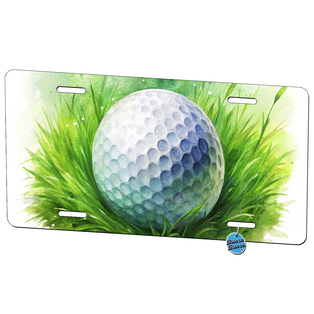 Golf Ball On Grass Watercolor Metal Novelty License Plate - Walmart.com