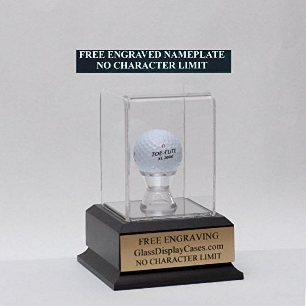 Golf Ball Personalized Acrylic Display Case with Black Finish Wood ...