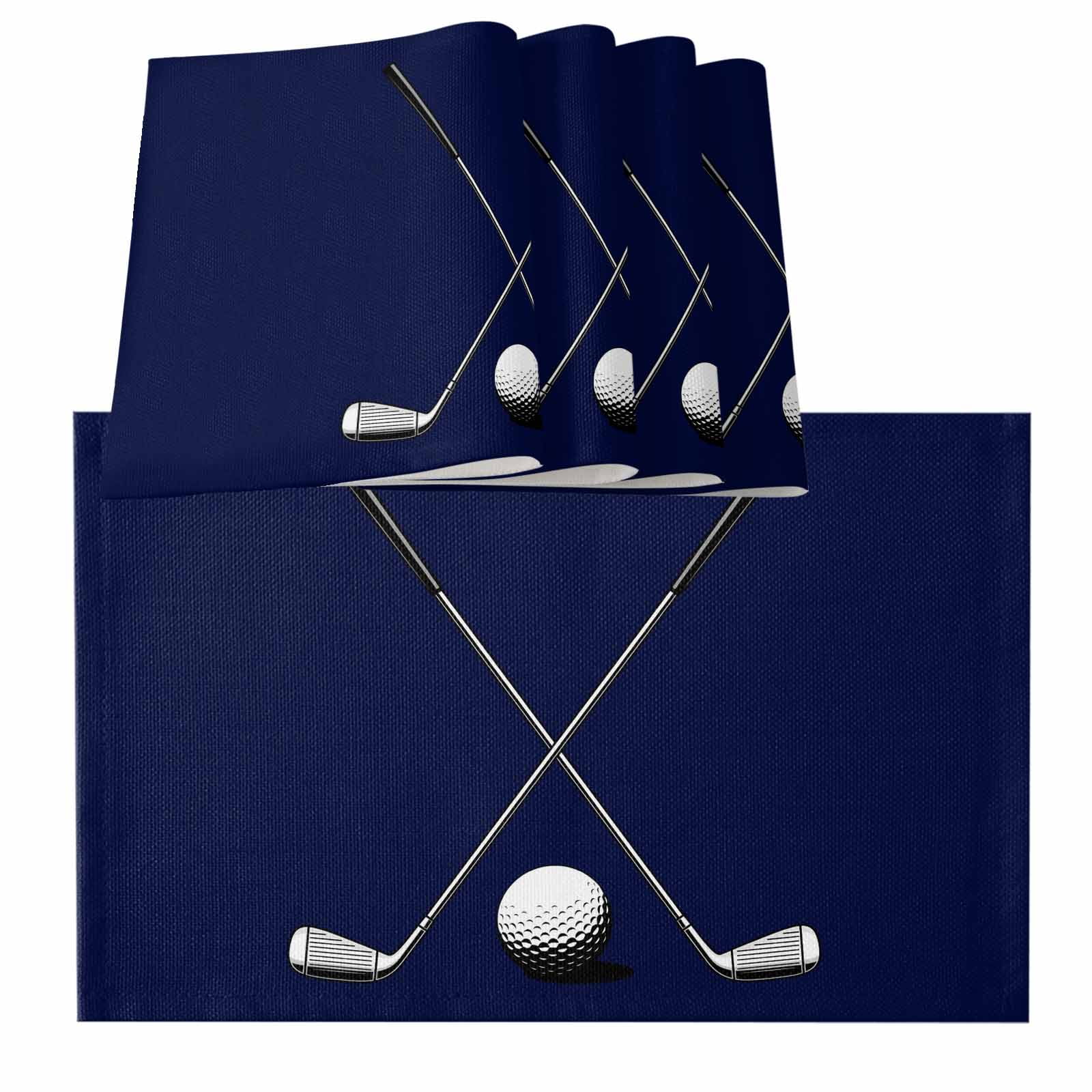 Golf Ball Placemats for Dinning Table Set of 6, Navy Blue Monochrome ...