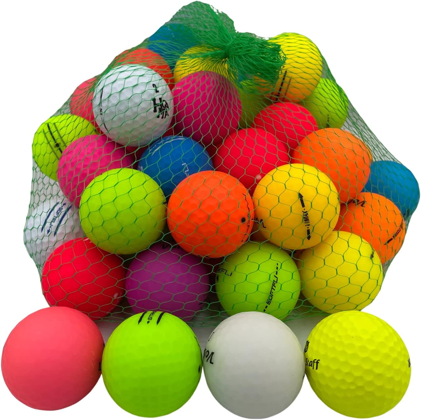 Golf Ball Planet - 50 Pack Recycled Golf Balls Matte Color Mix (5A ...