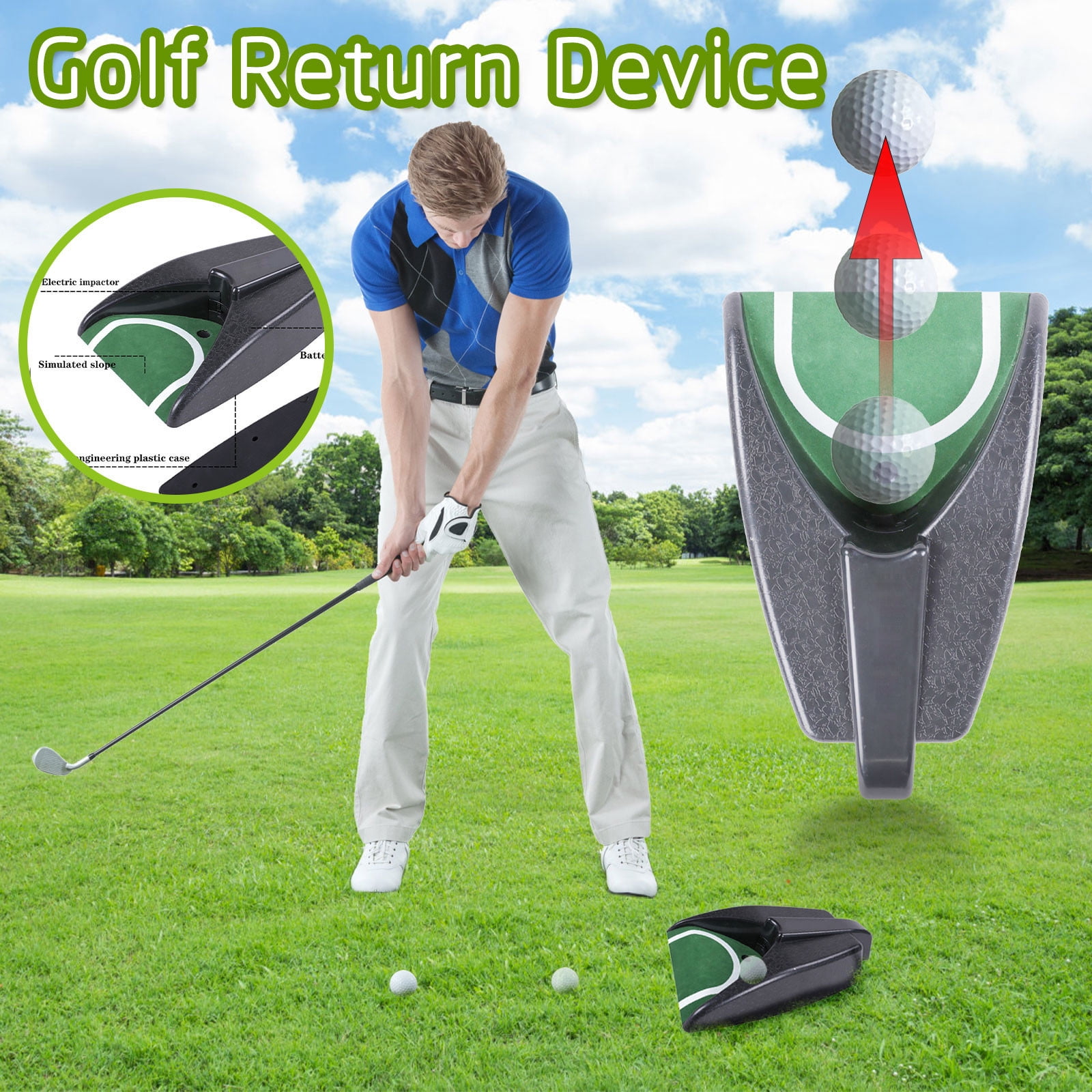 Golf Ball Return Putting Unit, Automatic Return Machine, Indoor Golf ...