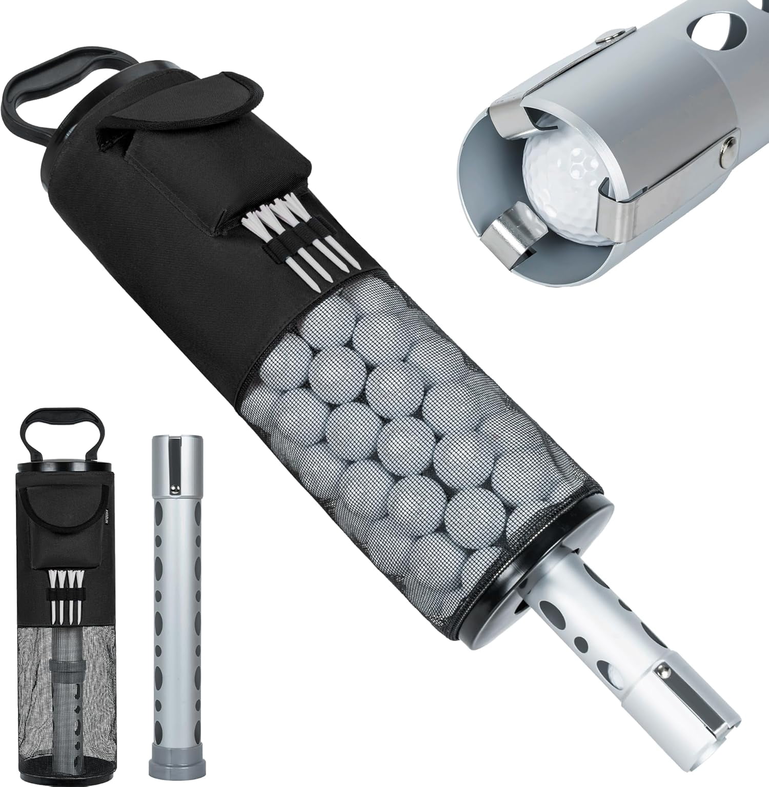 Golf Ball Shag Bag with Detachable Alloy Tube Golf Ball Retriever Large ...