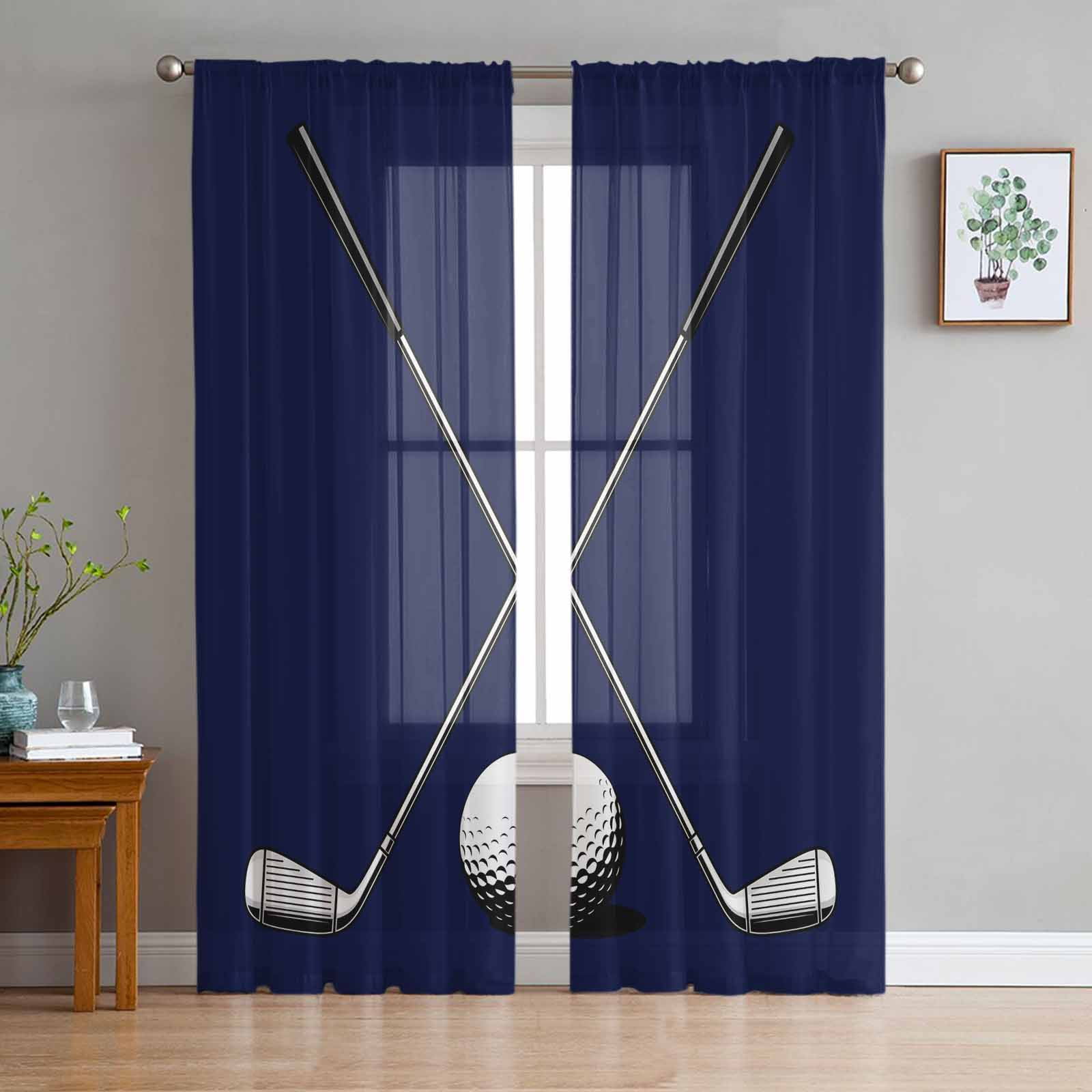 Golf Ball Sheer Curtains 96 Inches Long 2 Panels Set, Window Sheer ...