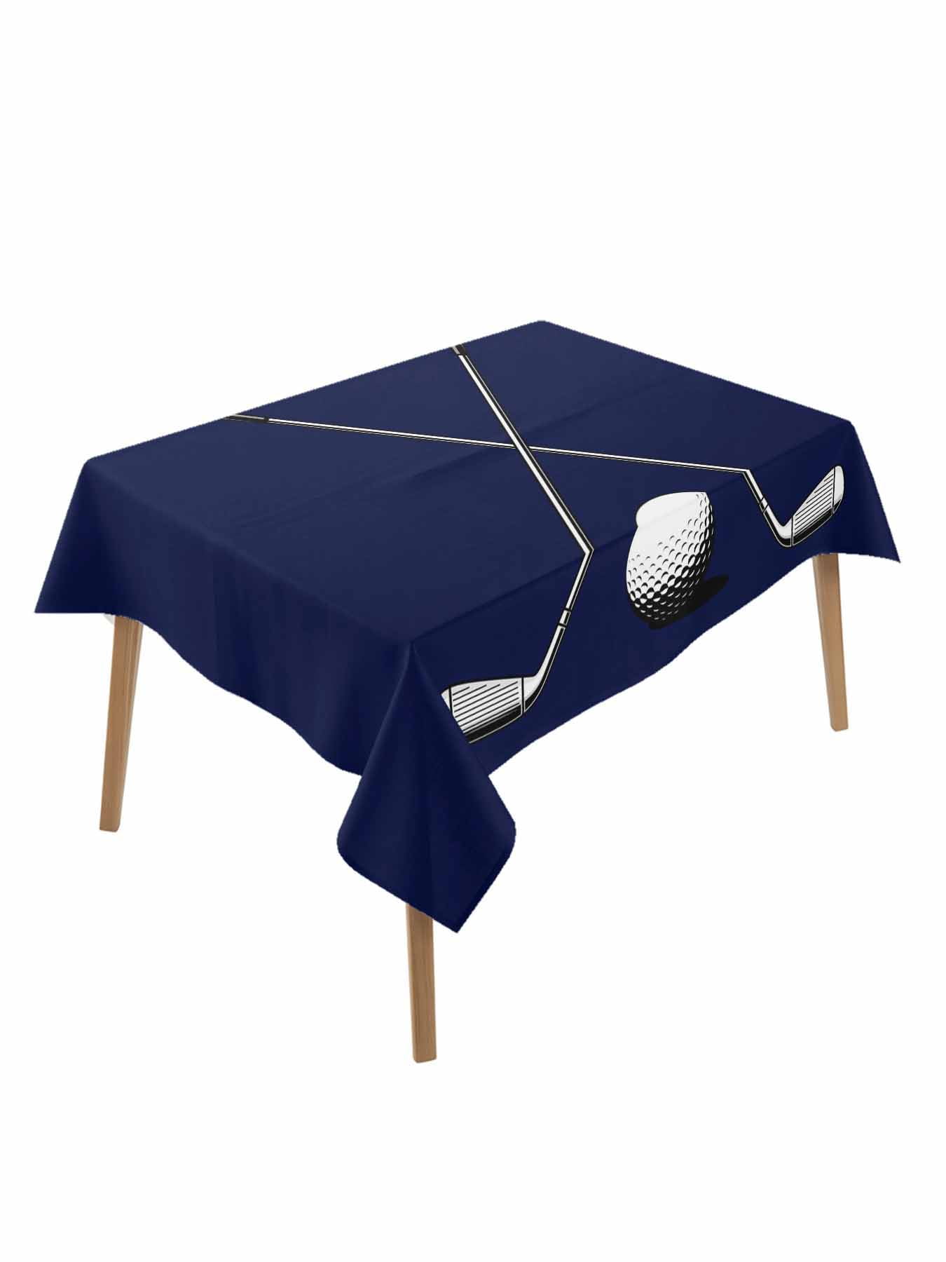 Golf Ball Table Cloth, Navy Blue Monochrome Sport Waterproof Tablecloth ...