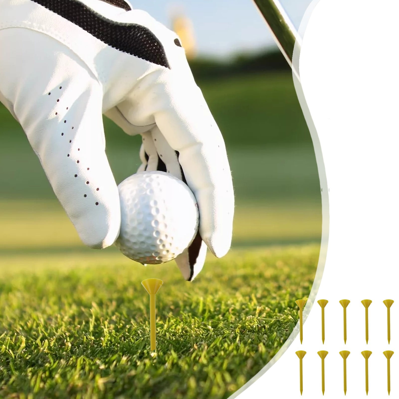 Golf Ball Tees Set of 10 | Glass Type Non-Limiting Plastic Spikes | Low ...