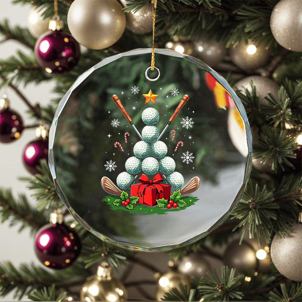 Golf Ball Tree Santa Hat Men 1 Ornament Home Decoration, Crystal Glass ...