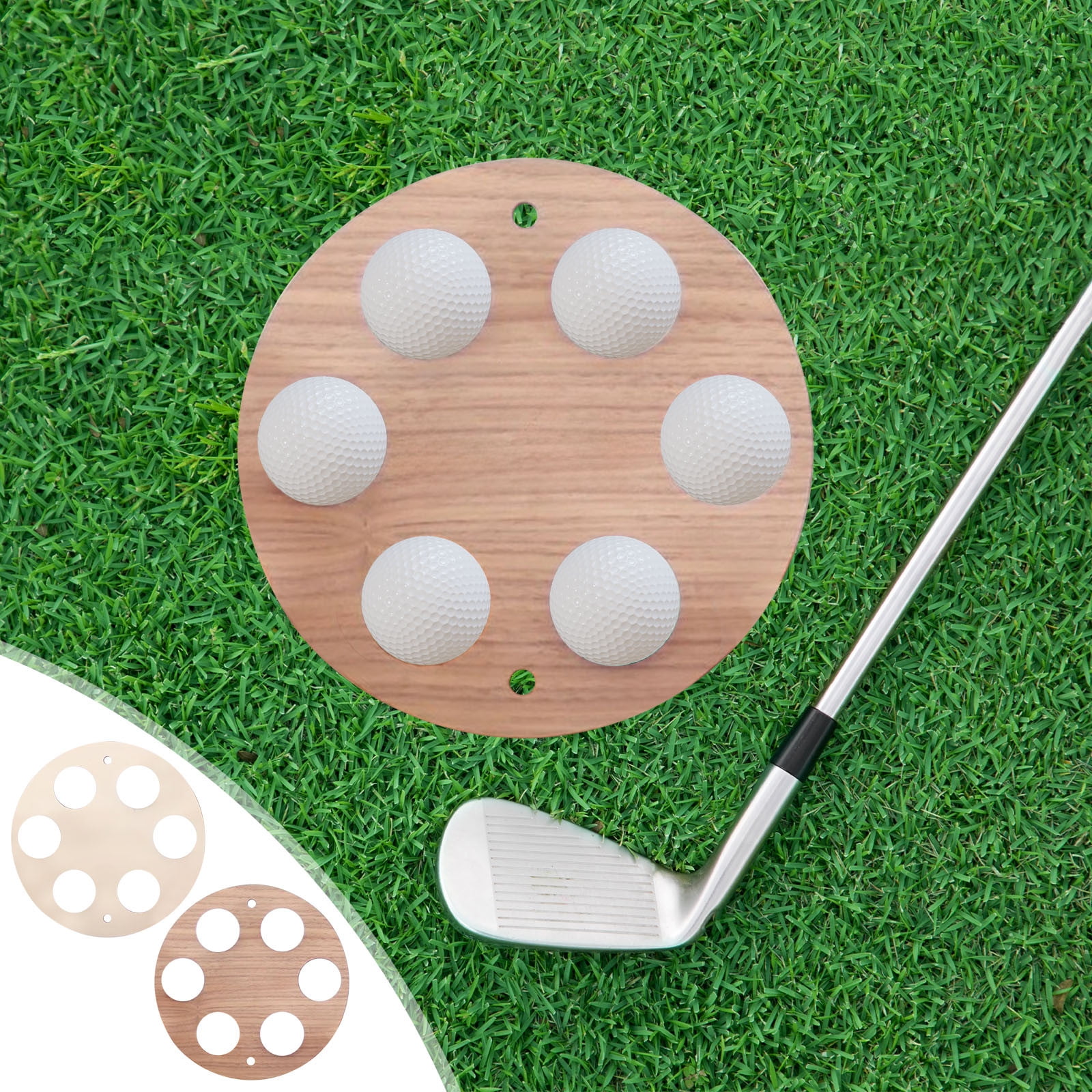 Golf Ball Wall Mount Display Rack 6-Hole Wooden Storage Board Organizer ...