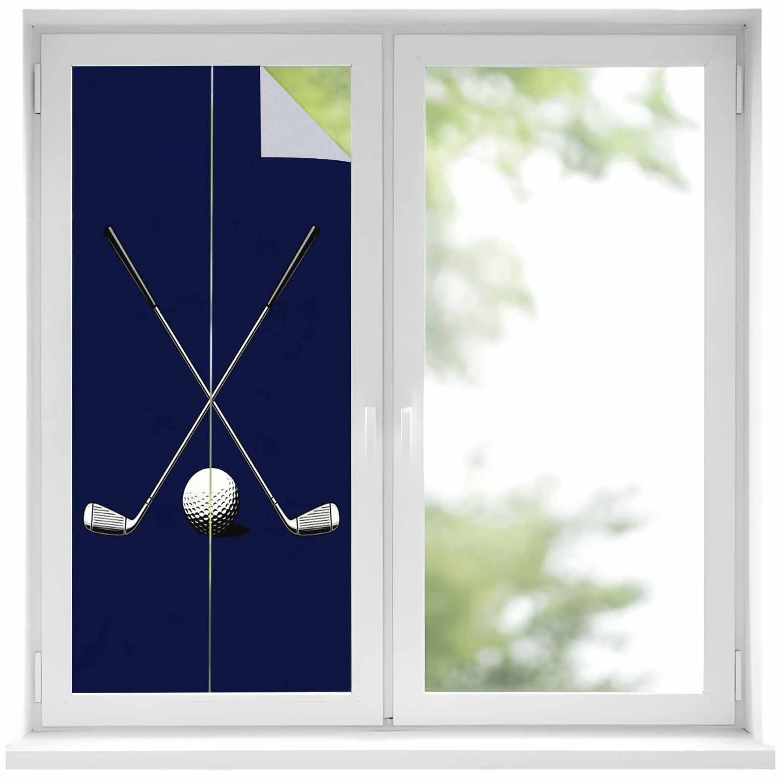 Golf Ball Window Privacy Film, Navy Blue Monochrome Sport Static Cling ...