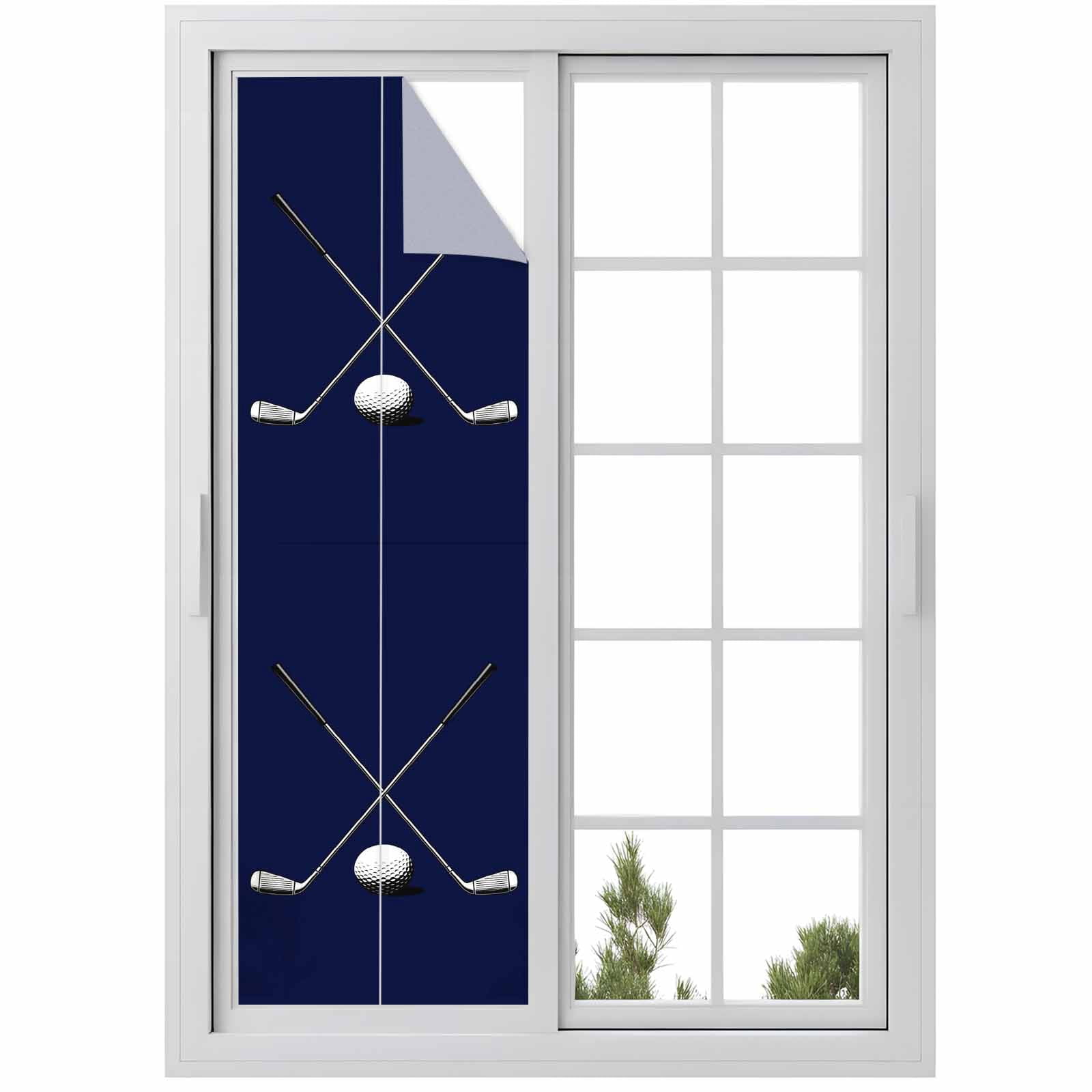 Golf Ball Window Privacy Film, Navy Blue Monochrome Sport Static Cling ...