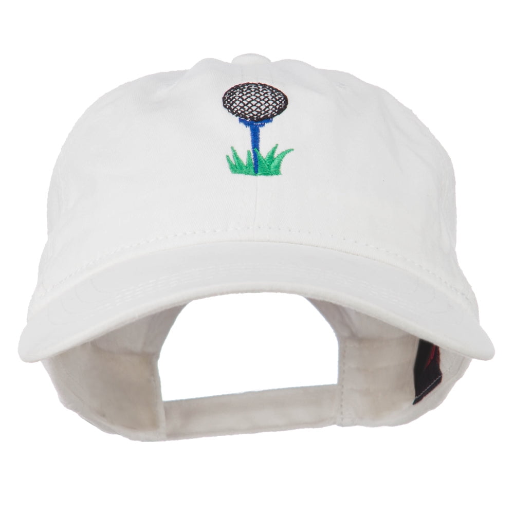Golf Ball on Golf Tee Embroidered Washed Cotton Cap - White OSFM ...