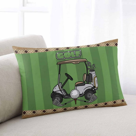 Golf Balls Throw Pillow Covers, Green Sports Art Truck Brown Lattice ...