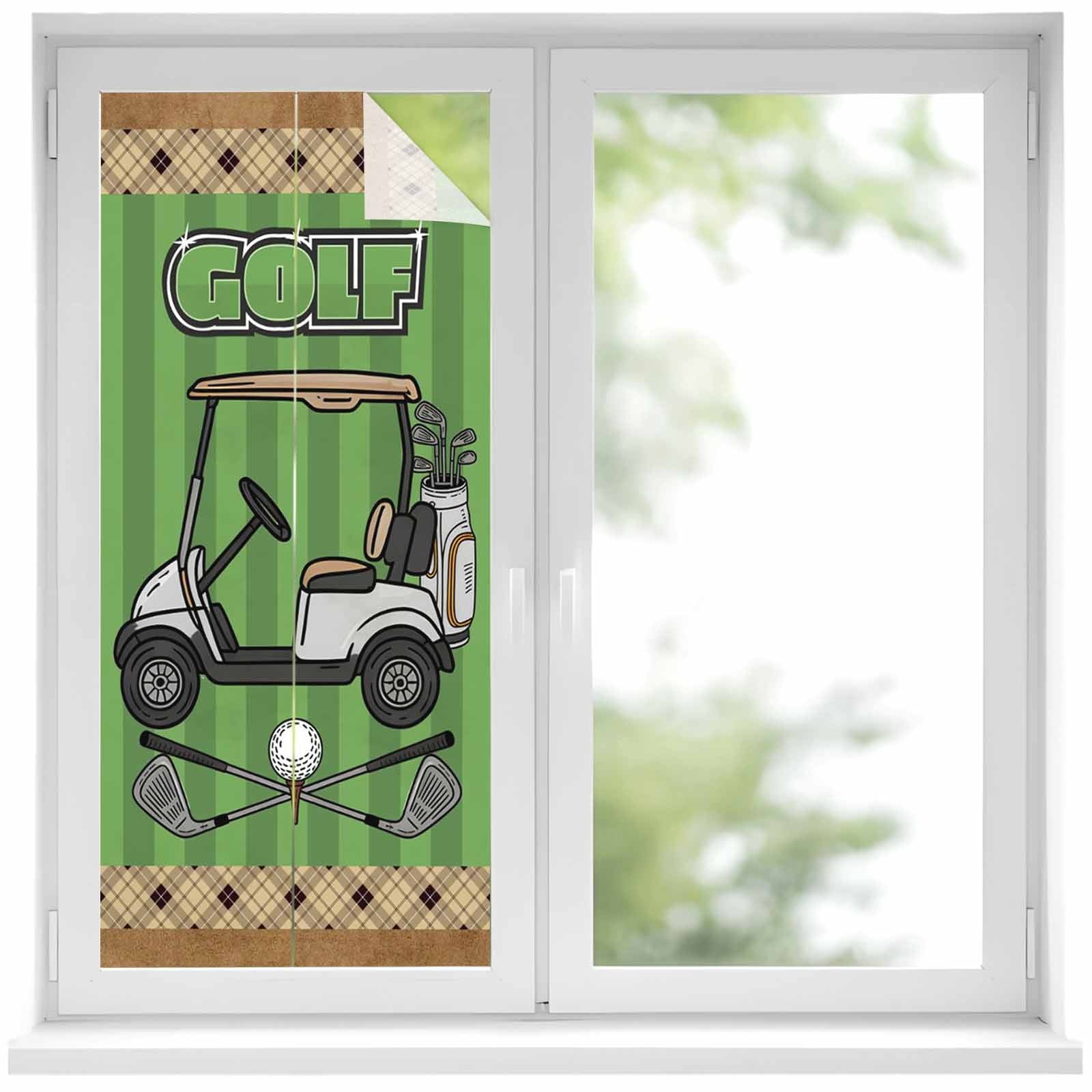 Golf Balls Window Privacy Film, Green Sports Art Truck Brown Lattice ...