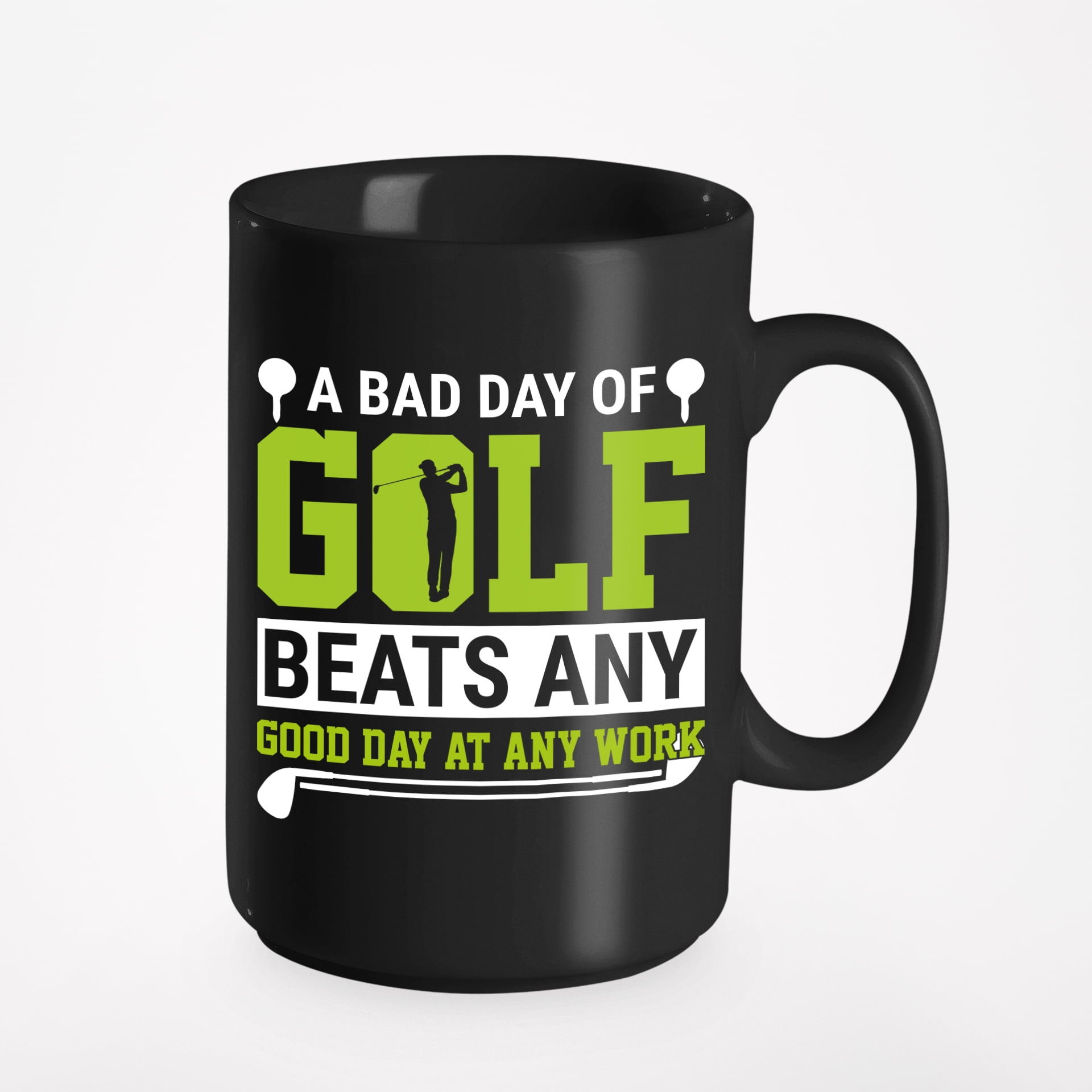 Golf Beats Work Quote with Balls, Clubs & a Swinging Golf Player ...
