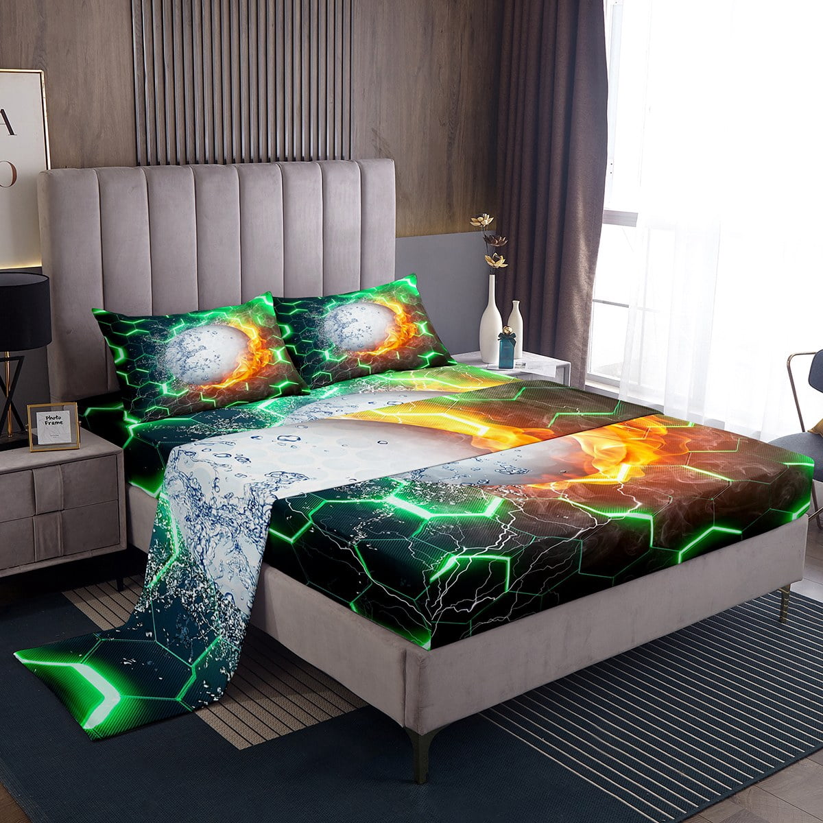 Golf Bed Sheets Set Full, Gradient Hexagon Sheet Set Sports Games ...